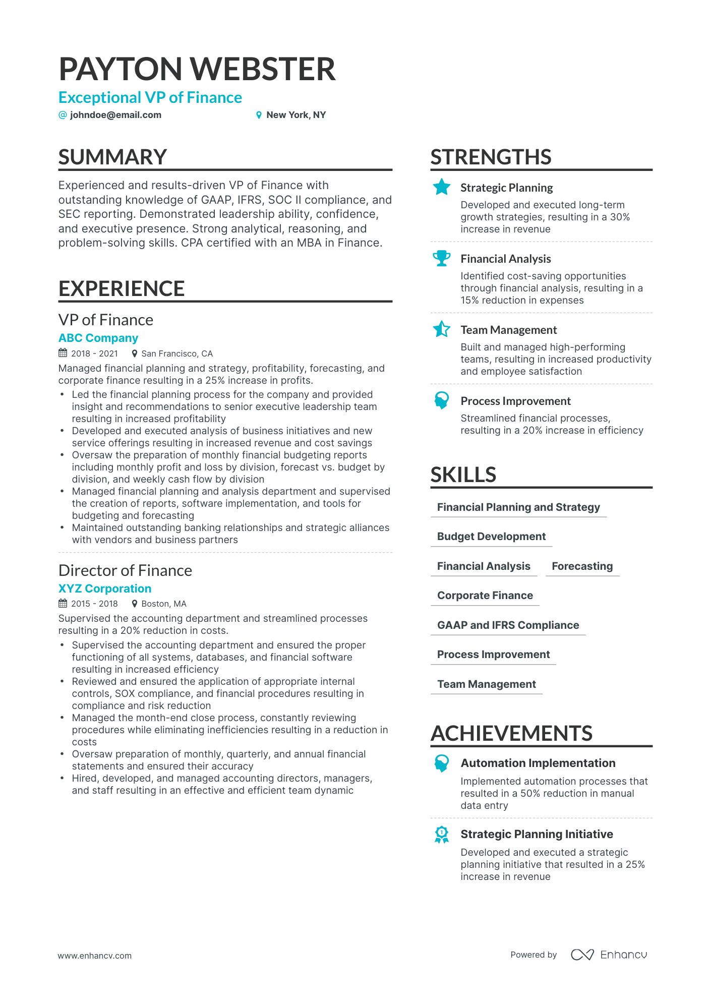 5 VP of Finance Resume Examples & Guide for 2024