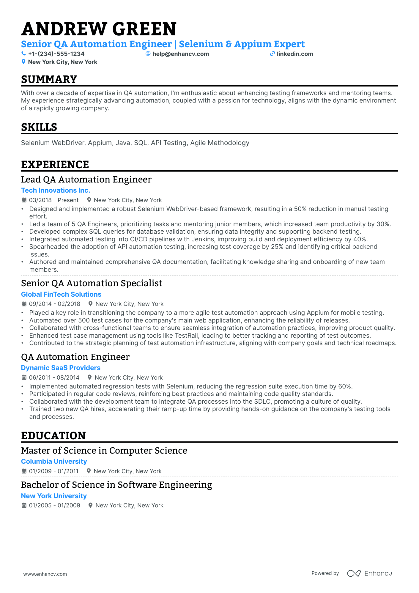 10 QA Automation Resume Examples With 10/10 Score In 2025