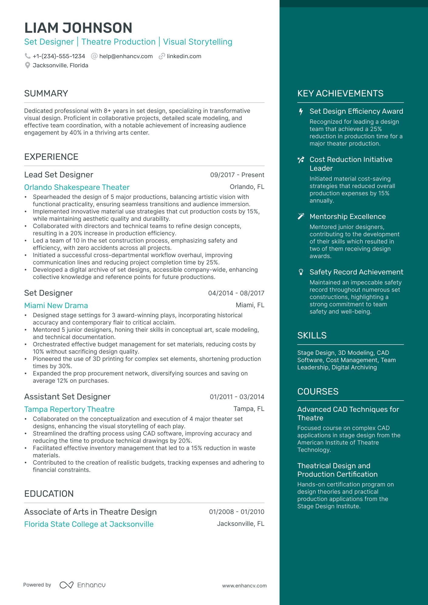 10 Set Designer Resume Examples, Templates & Guide for 2026