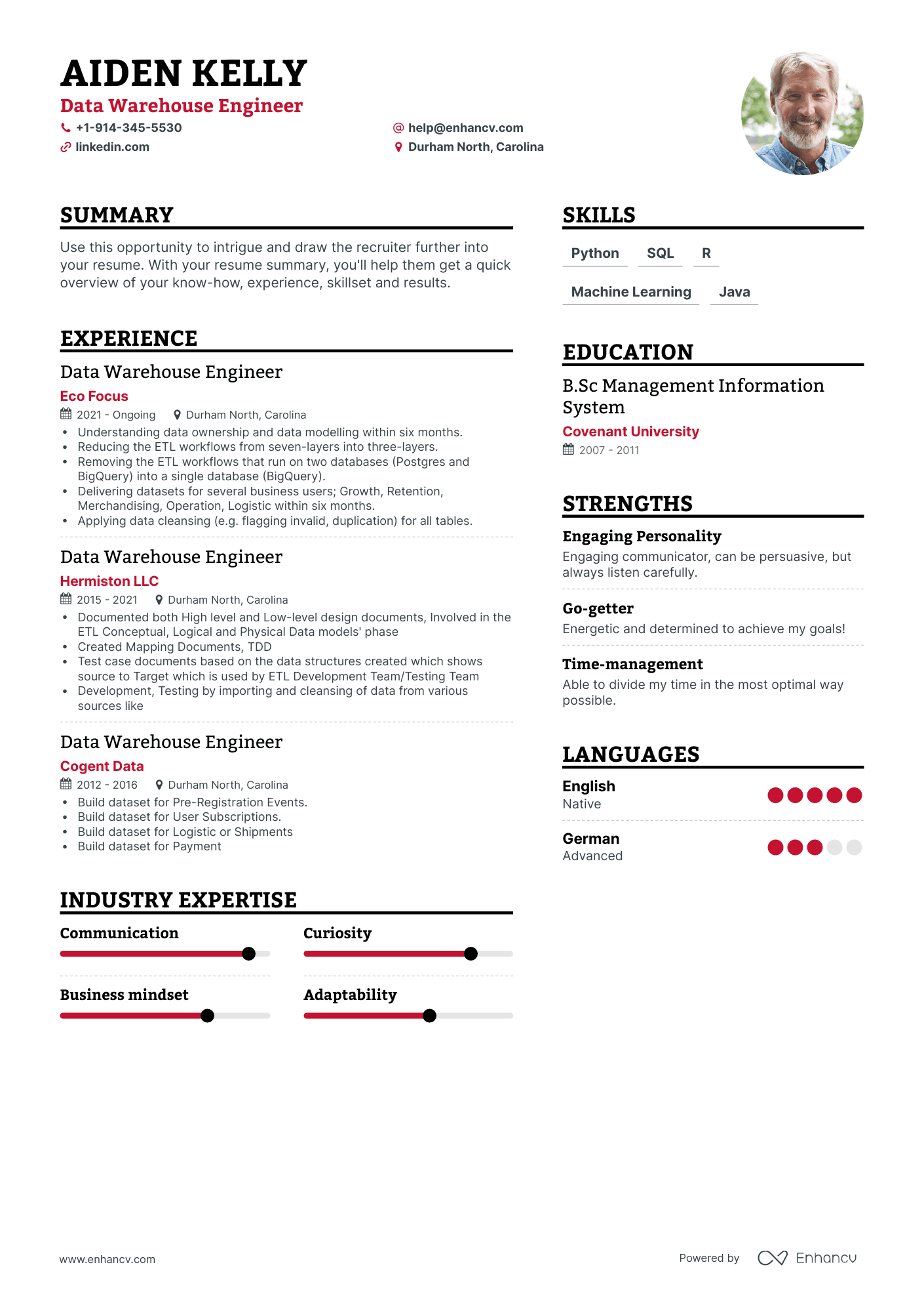 Data Warehouse Engineer Resume Examples & Guide for 2023 (Layout ...