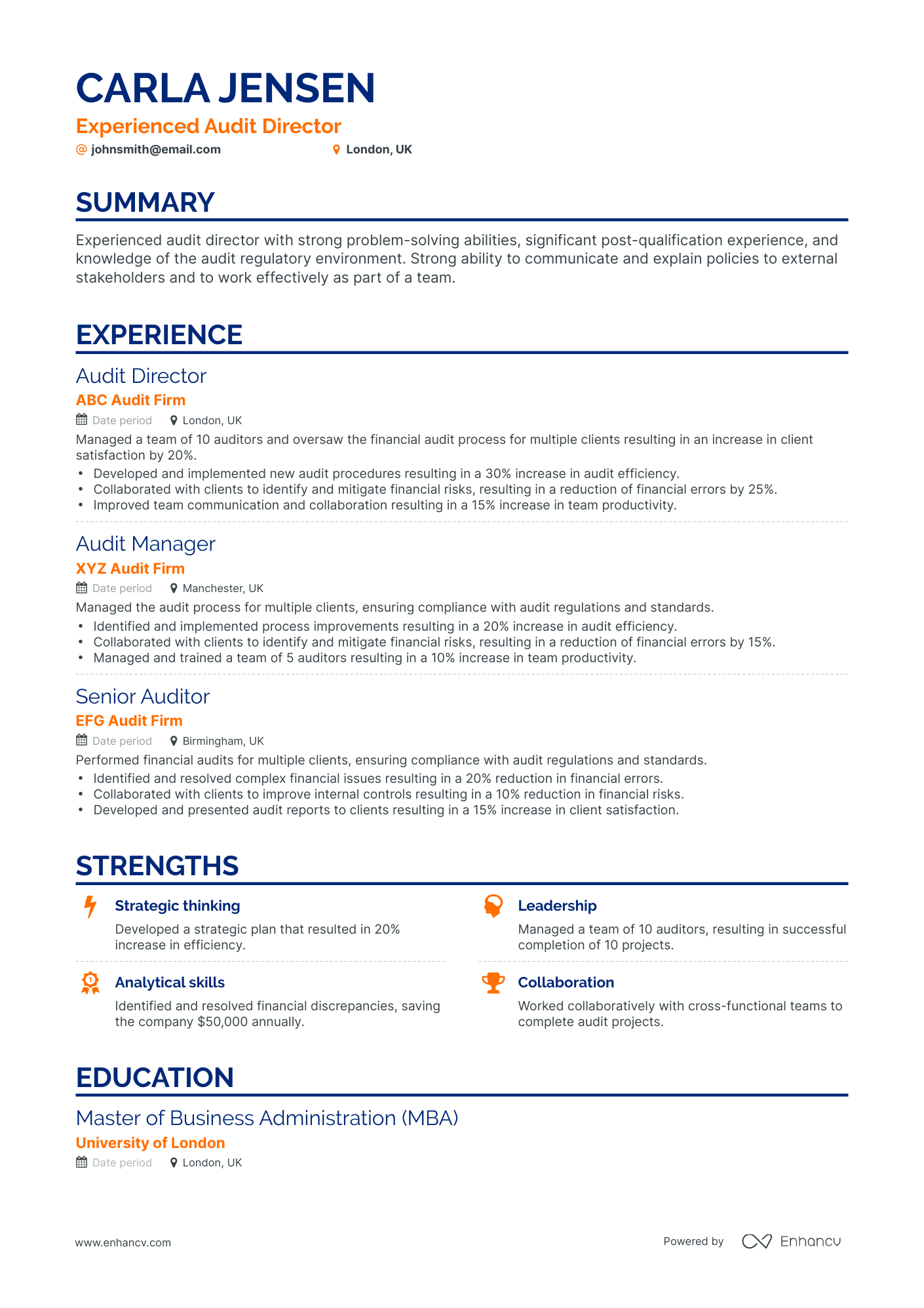 5 Audit Director Resume Examples & Guide for 2024