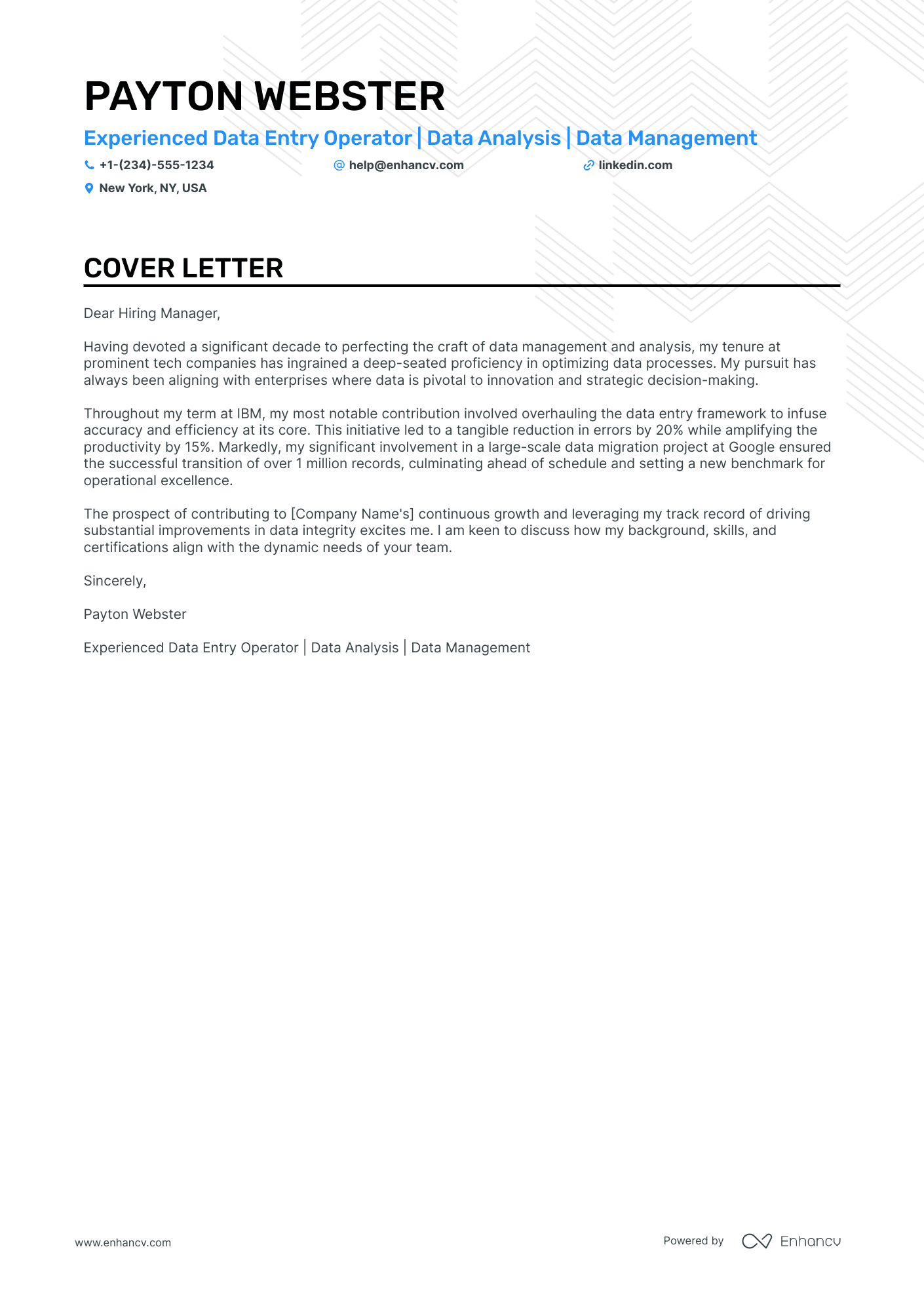 9 Professional Data Entry Cover Letter Examples and Template for 2026 ...