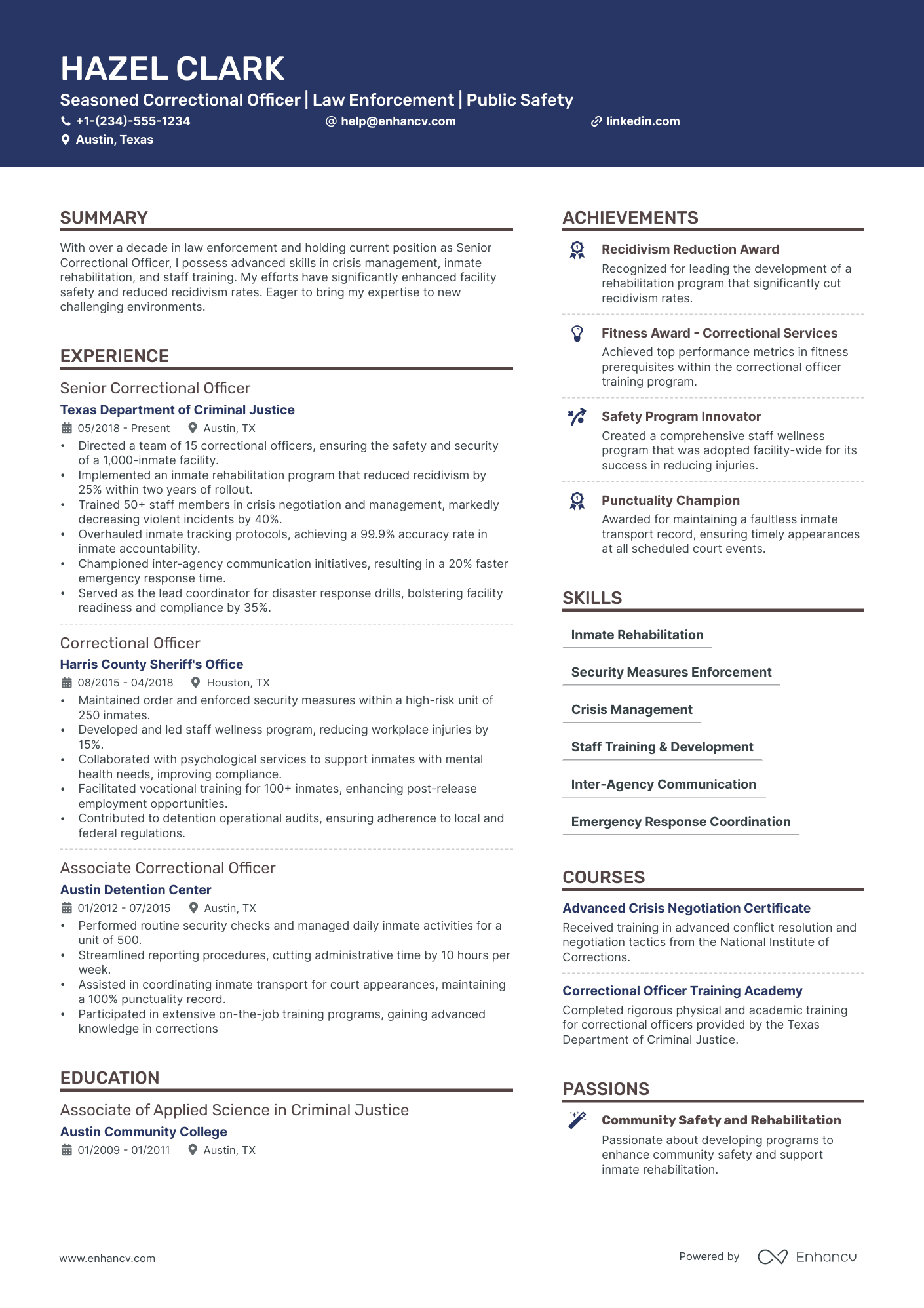 5 Correctional Officer Resume Examples & Guide for 2024
