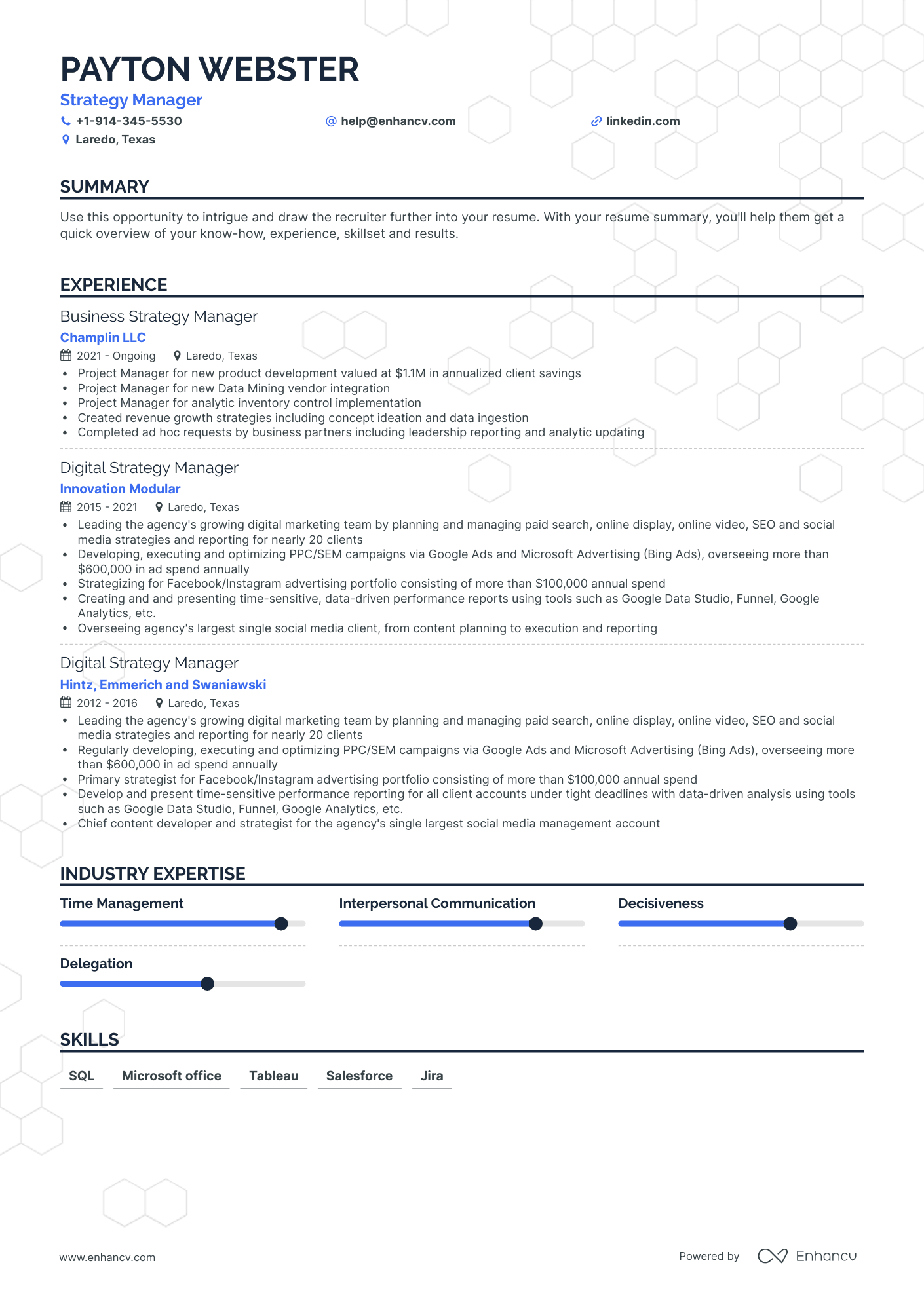 Strategy Manager Resume Examples & Guide for 2023 (Layout, Skills ...
