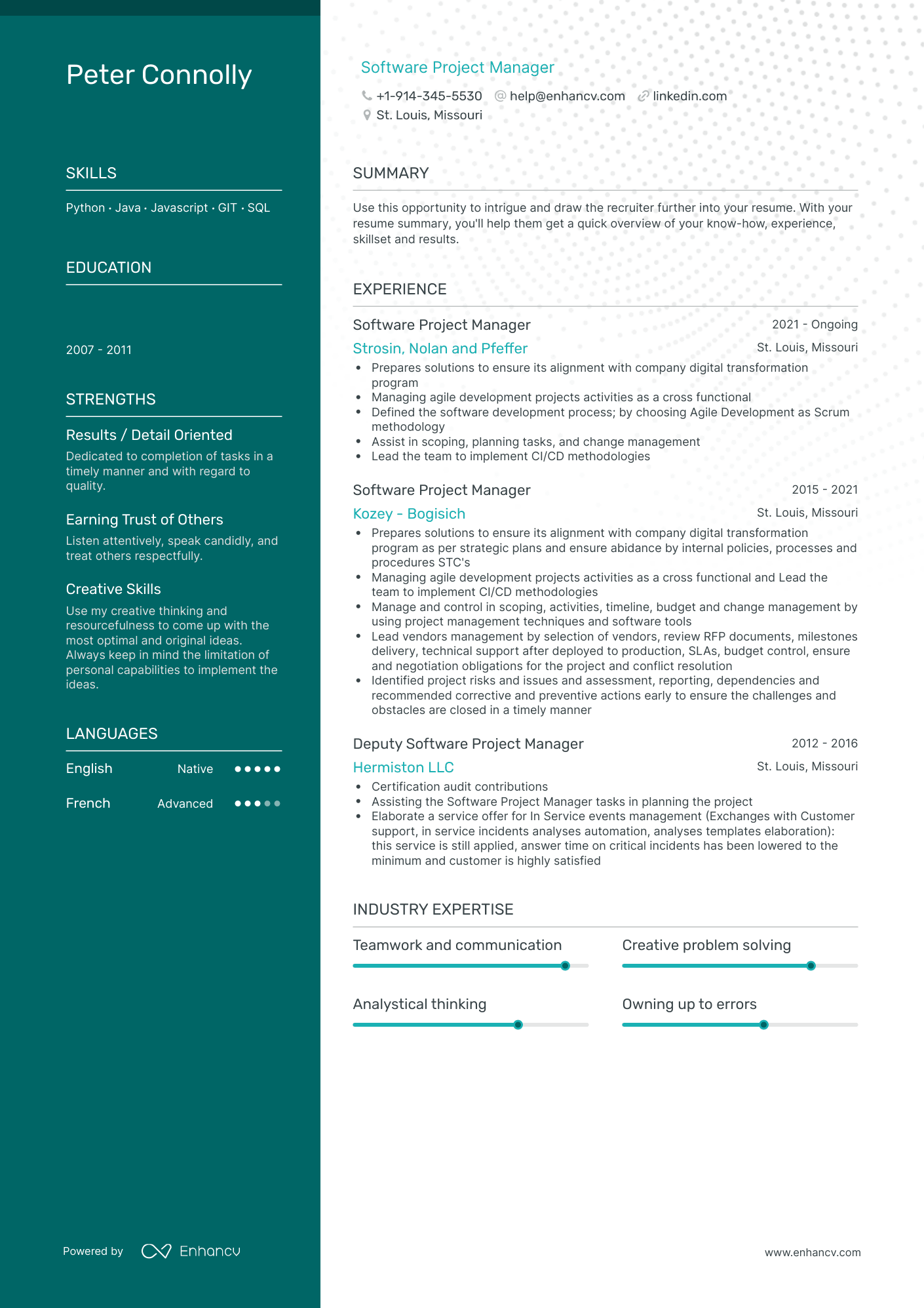 Software Project Manager Resume Examples & Guide for 2023 (Layout ...