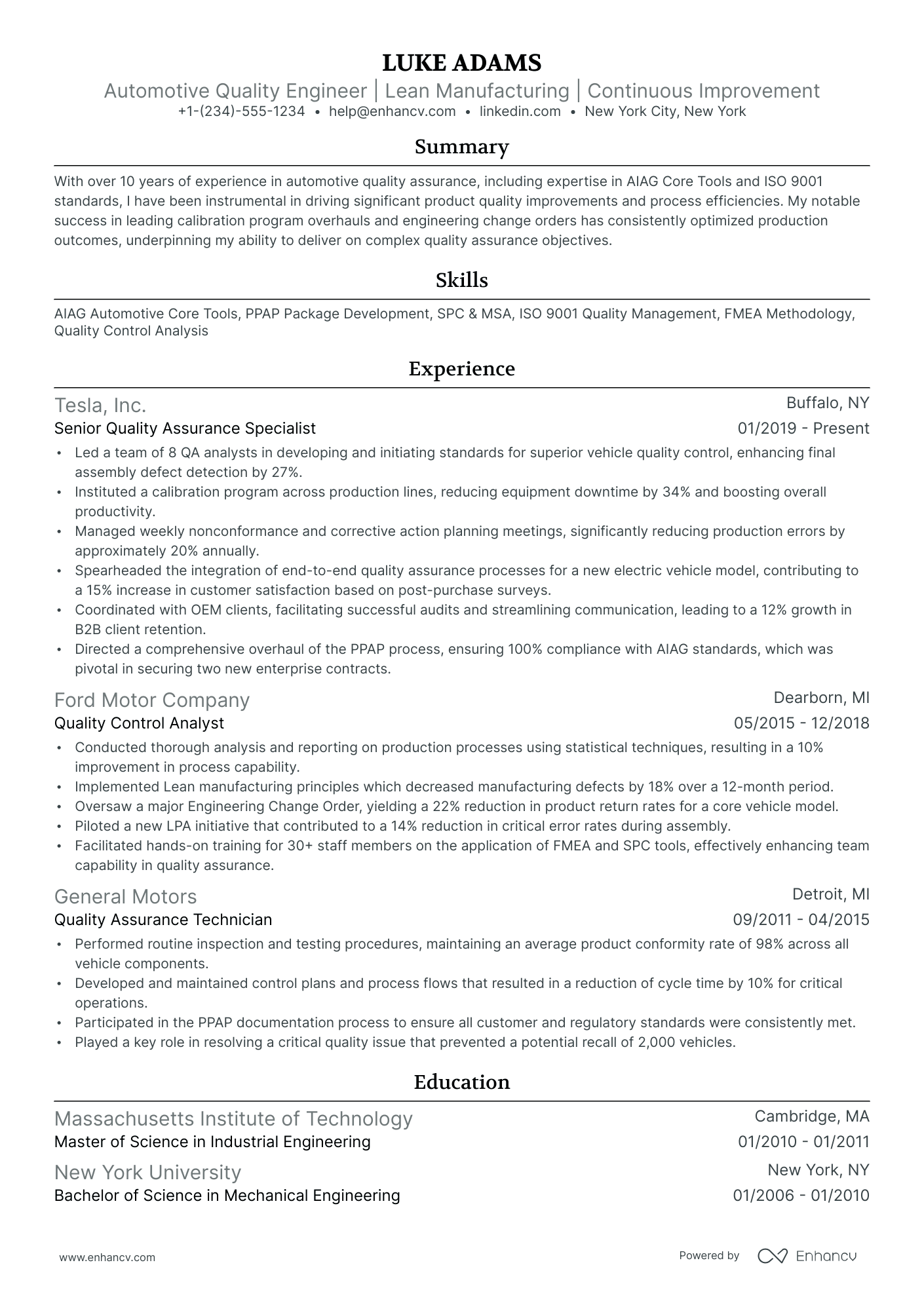 10 Automotive Engineering Resume Examples & Guide for 2026