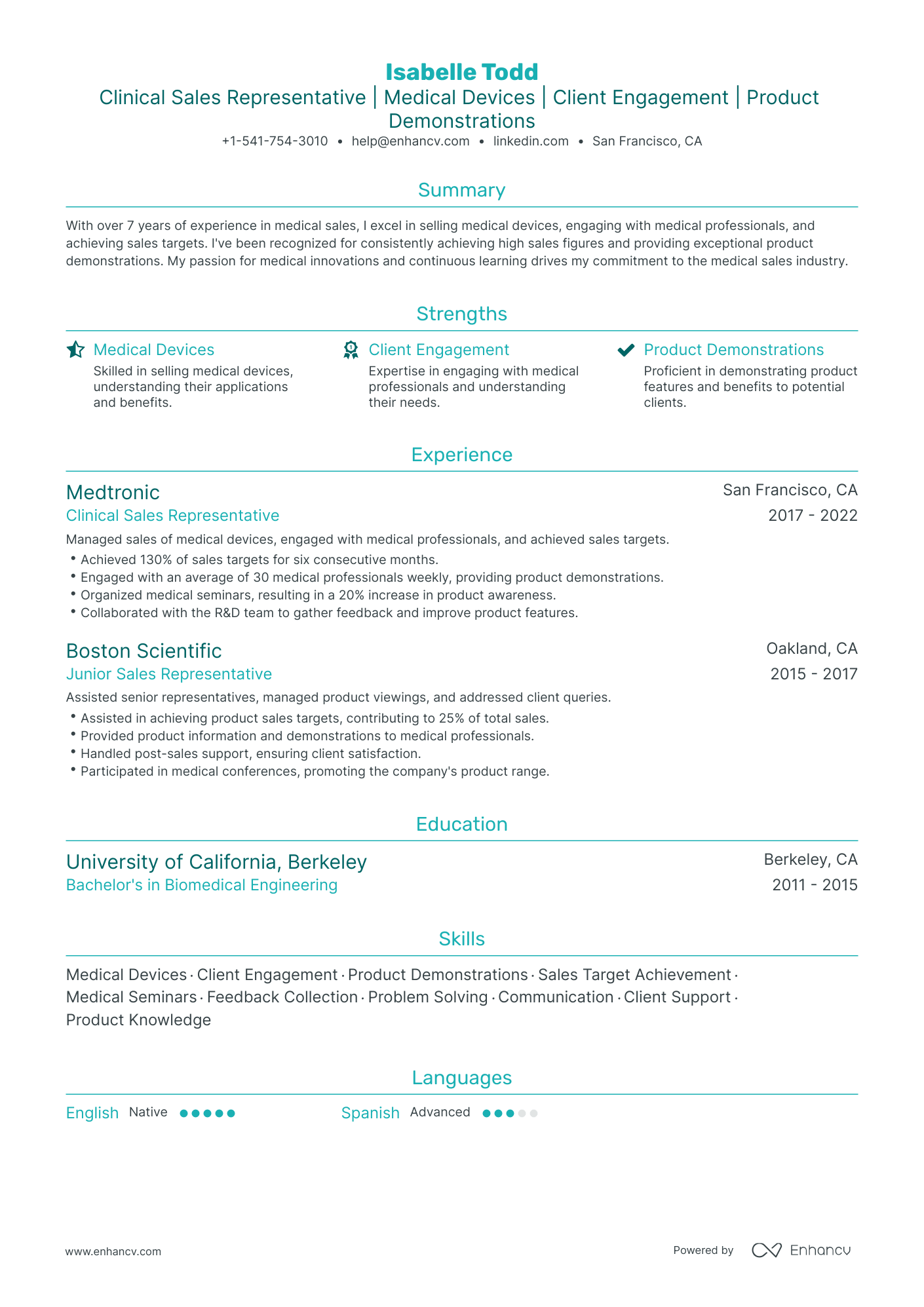 5 Medical Sales Resume Examples & Guide for 2023