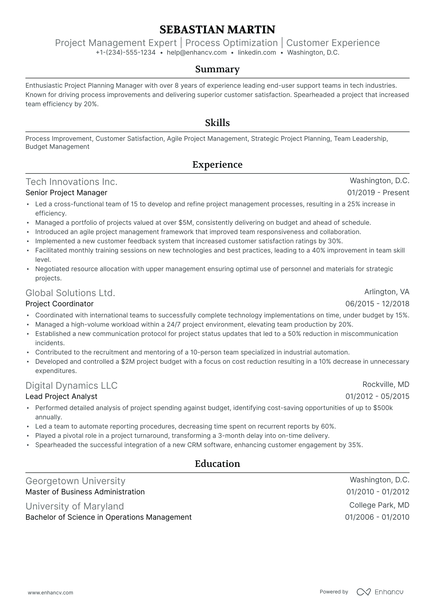 10 Planning Manager Resume Examples & Guide for 2025