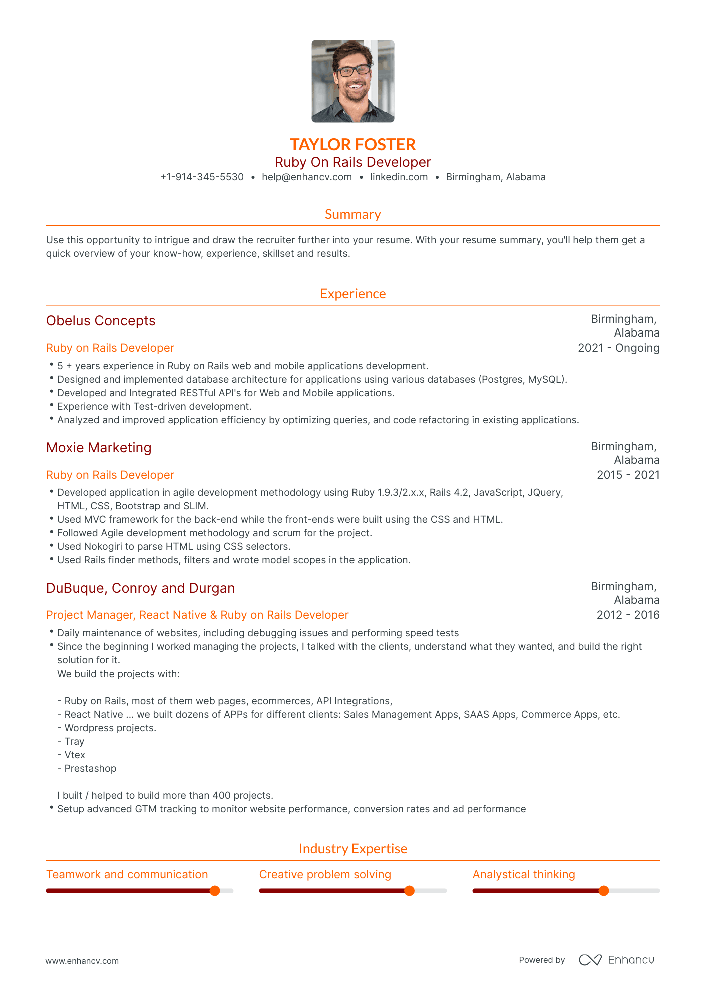 Ruby On Rails Developer Resume Examples & Guide for 2023 (Layout ...