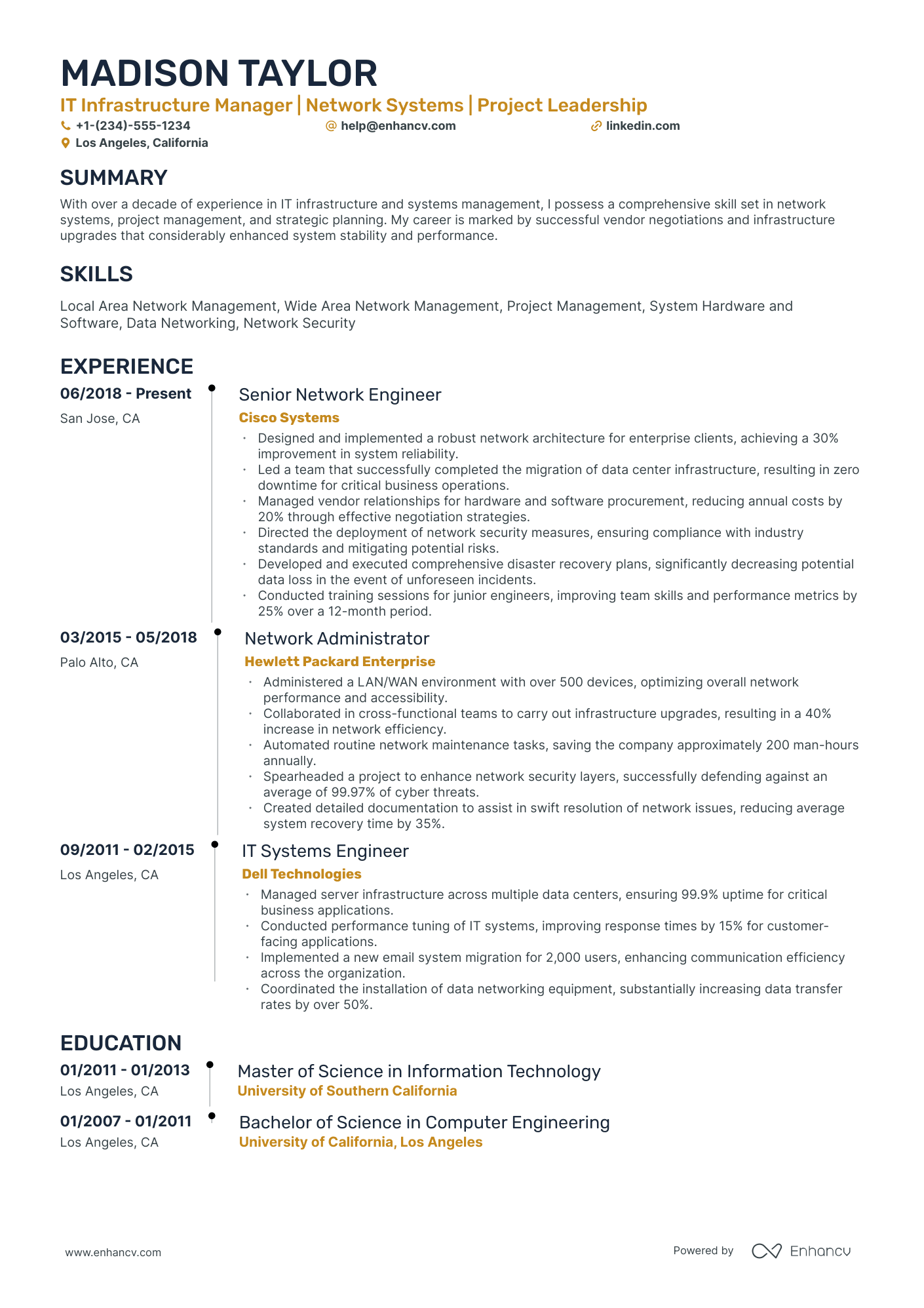 10 IT Infrastructure Manager Resume Examples & Guide for 2025