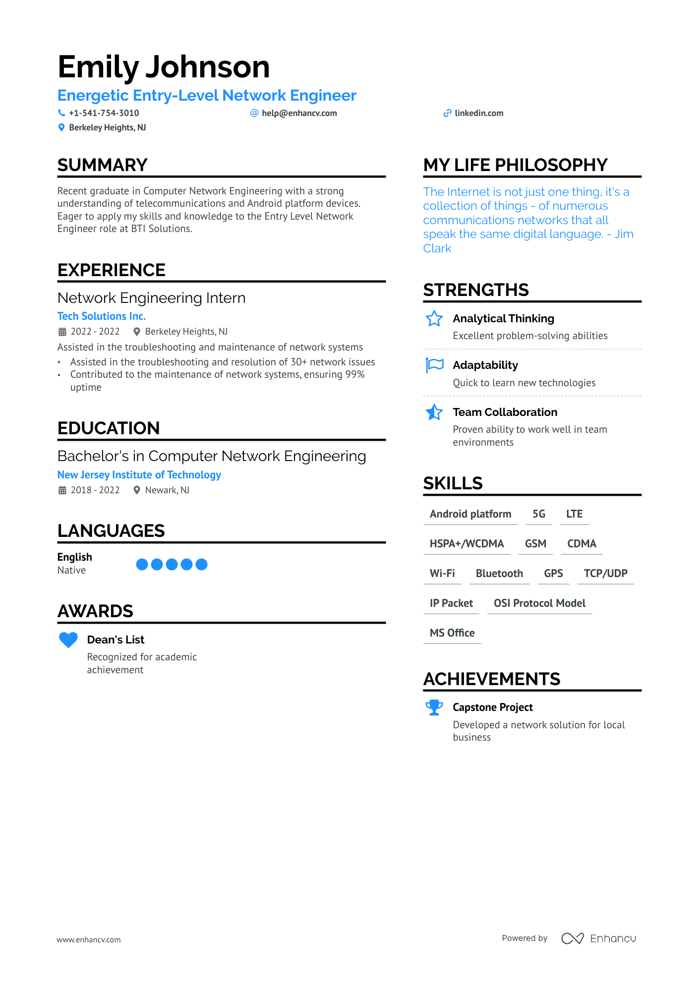 5 Entry Level Network Engineer Resume Examples & Guide for 2024
