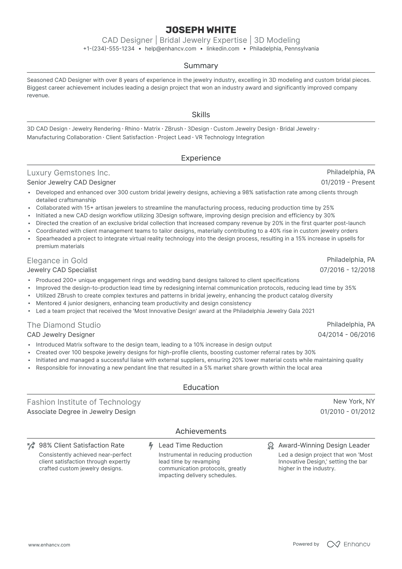 5 Cad Designer Resume Examples & Guide for 2024
