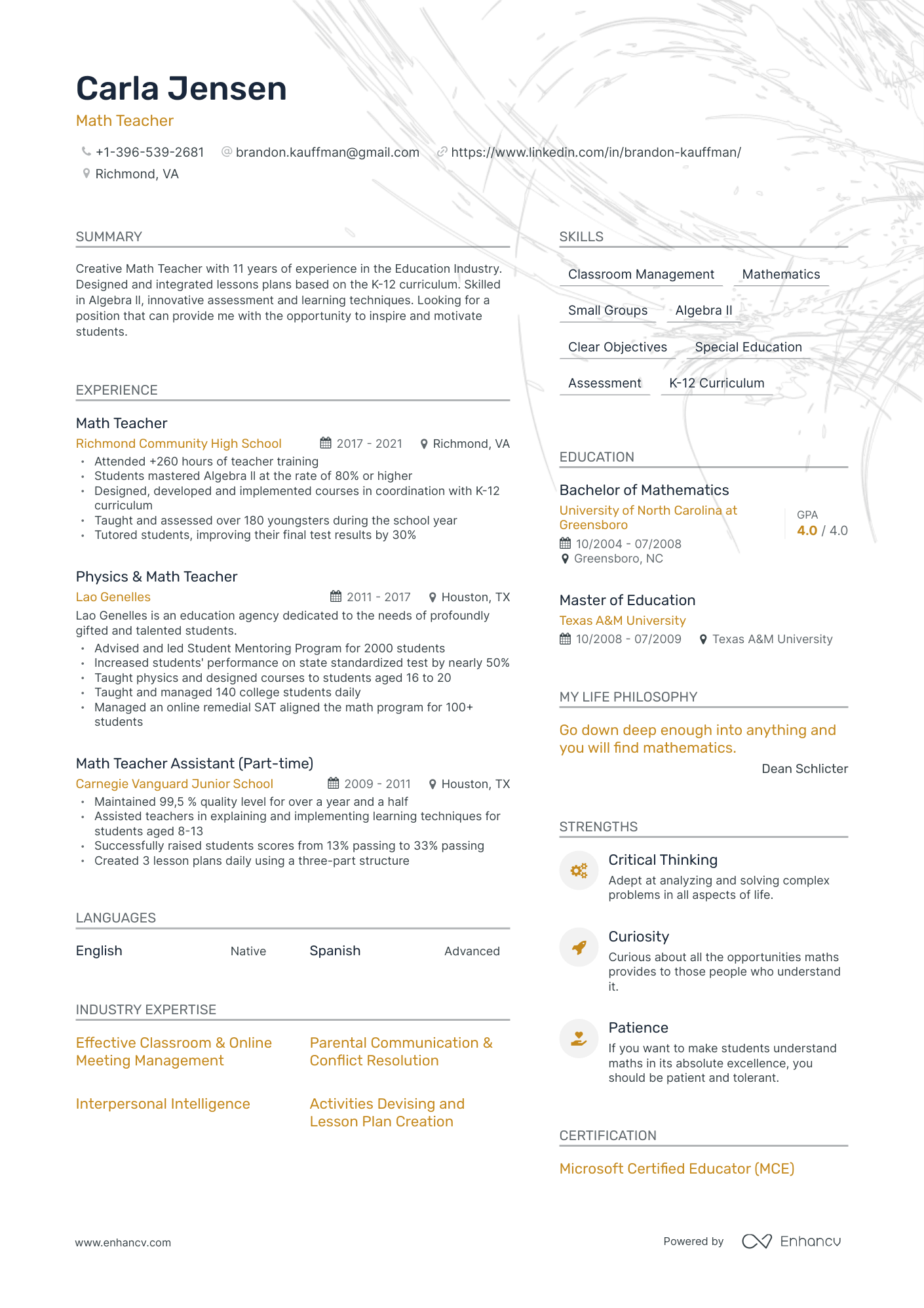 5 Math Teacher Resume Examples & Guide for 2024