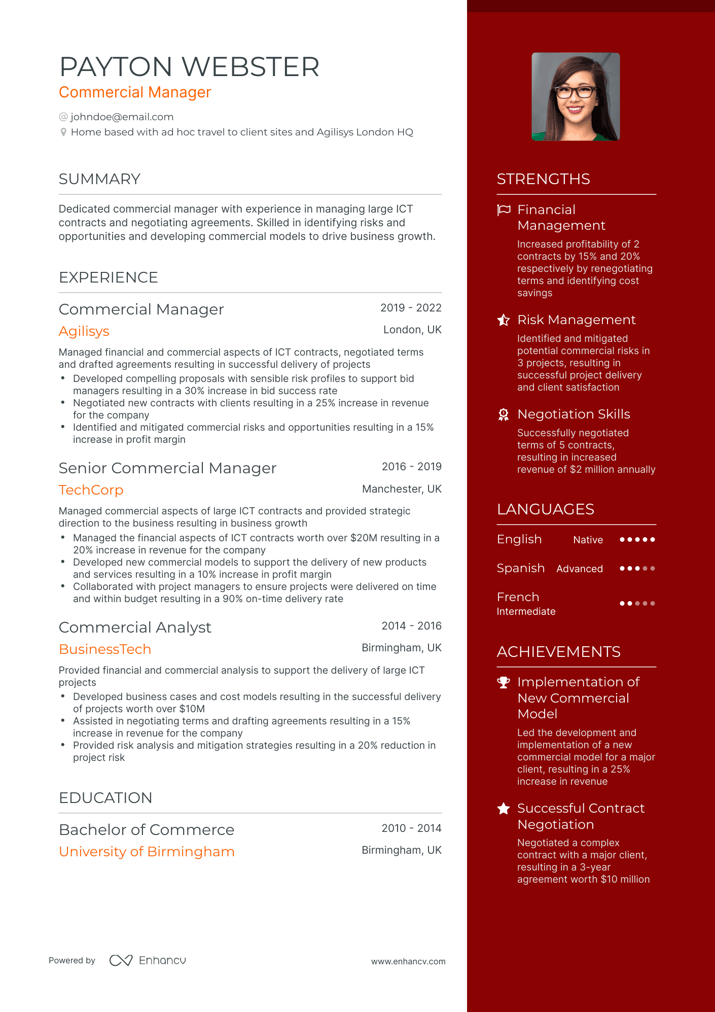 5 Commercial Manager Resume Examples & Guide for 2023