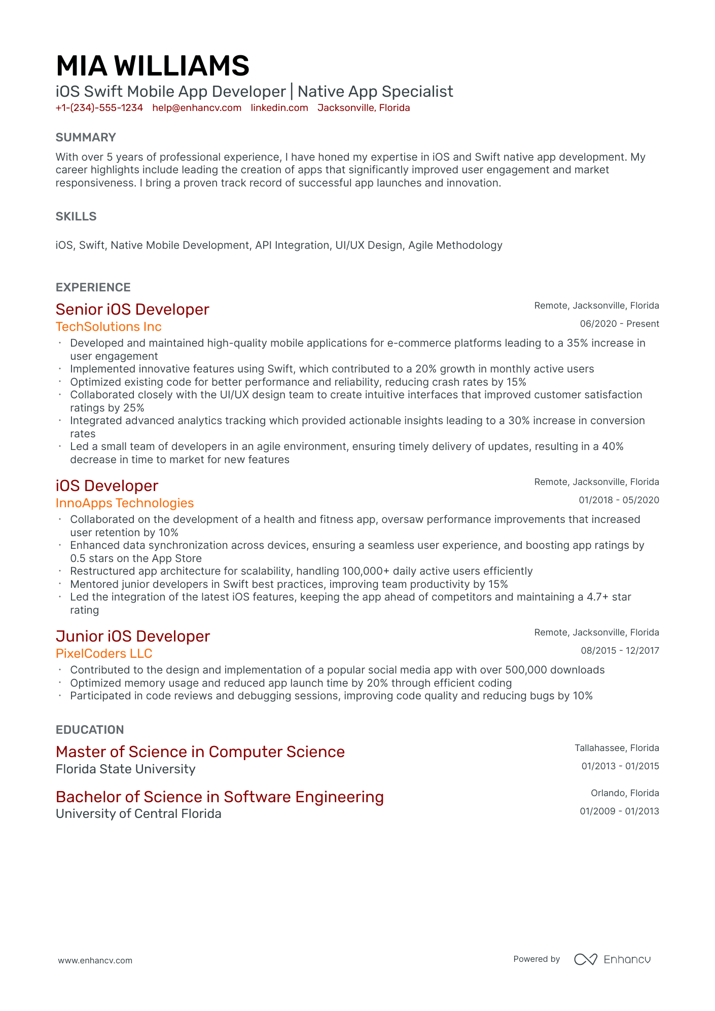 10 Mobile Application Developer Resume Examples & Guide for 2026