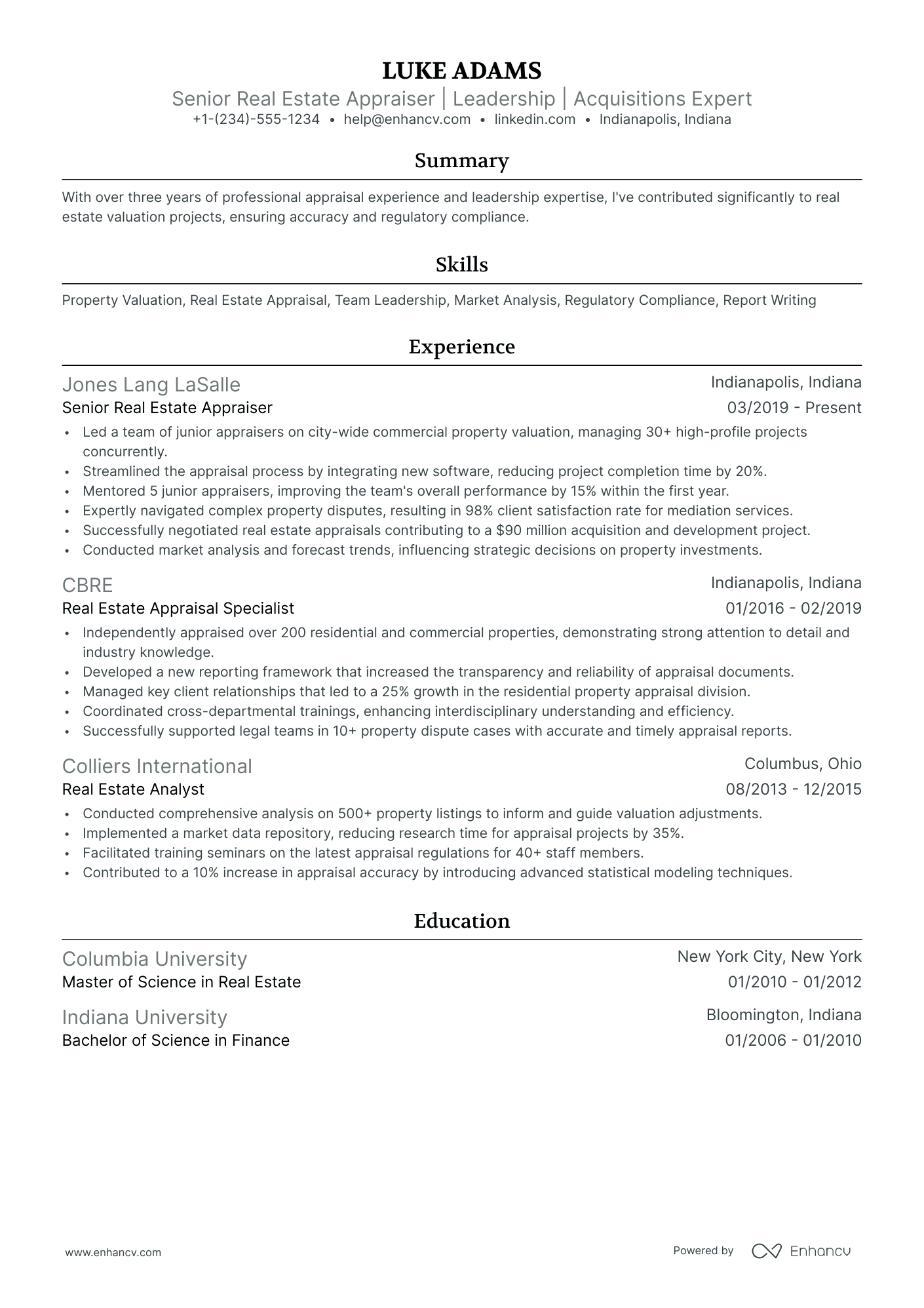 10 Real Estate Appraiser Resume Examples & Guide for 2026