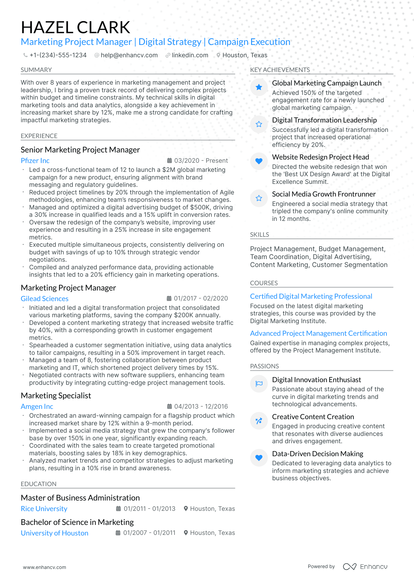 10 Marketing Project Manager Resume Examples & Guide for 2026