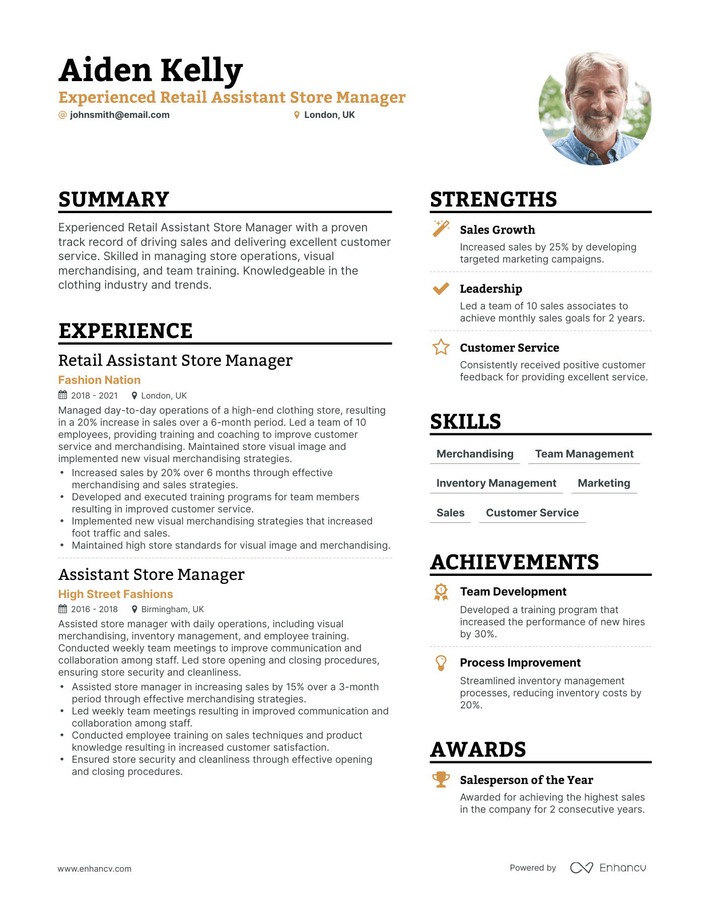 5 Retail Assistant Store Manager Resume Examples & Guide for 2023