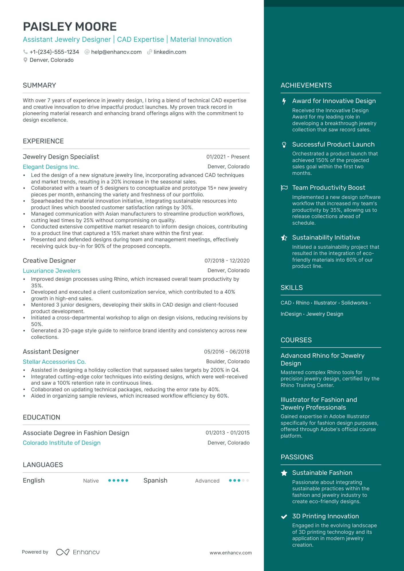 5 Jewelry Designer Resume Examples & Guide for 2024