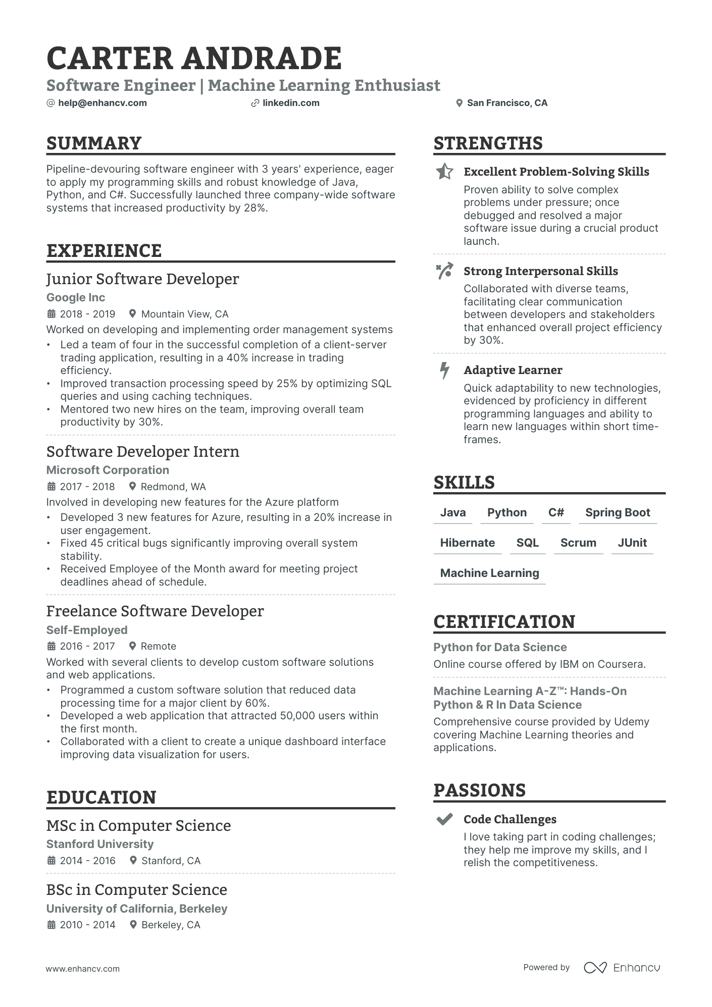 5 Software Engineer New Grad Resume Examples & Guide for 2024