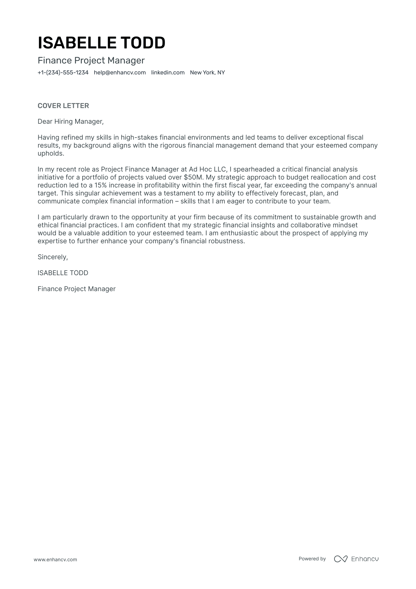 13 Professional Finance Manager Cover Letter Examples and Template for ...