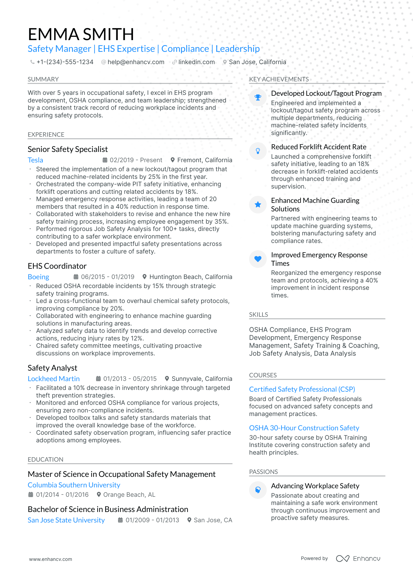 10 Safety Manager Resume Examples & Guide for 2026