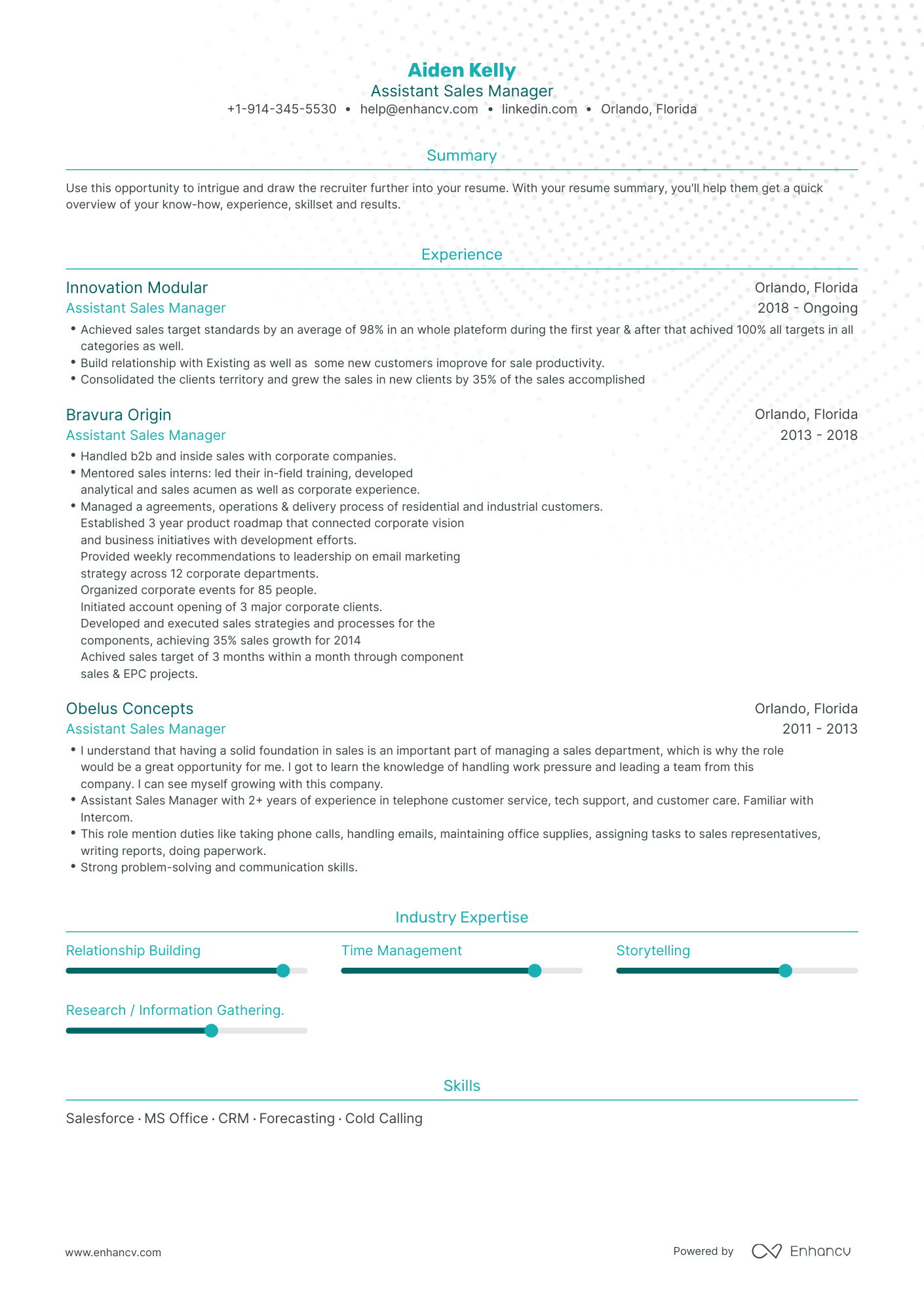 Assistant Sales Manager Resume Examples & Guide for 2023 (Layout ...