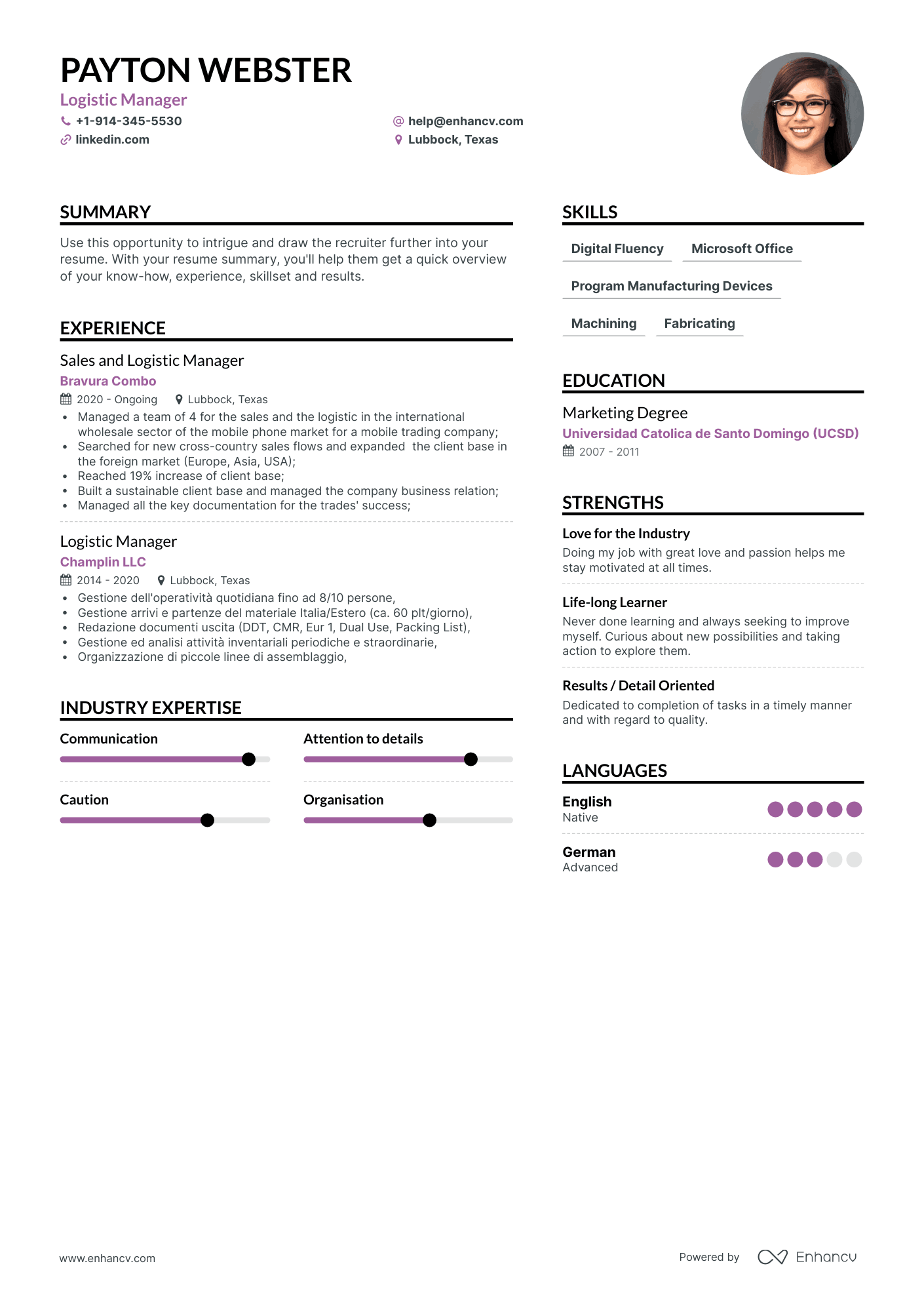 Logistic Manager Resume Examples & Guide for 2023 (Layout, Skills ...