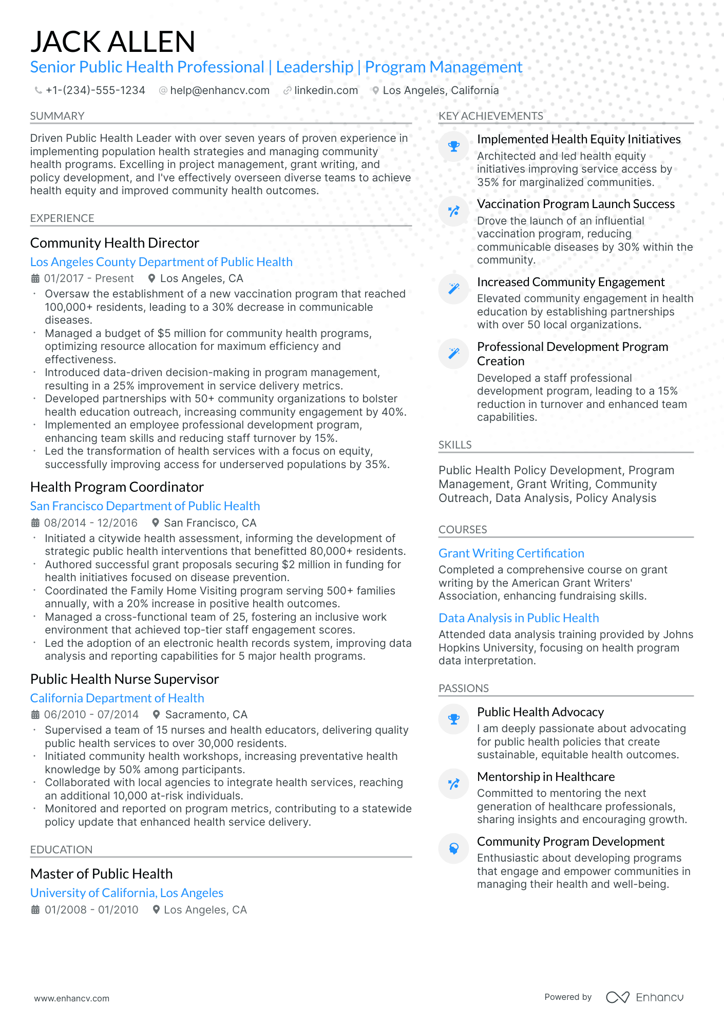 10 Public Health Program Manager Resume Examples & Guide for 2026