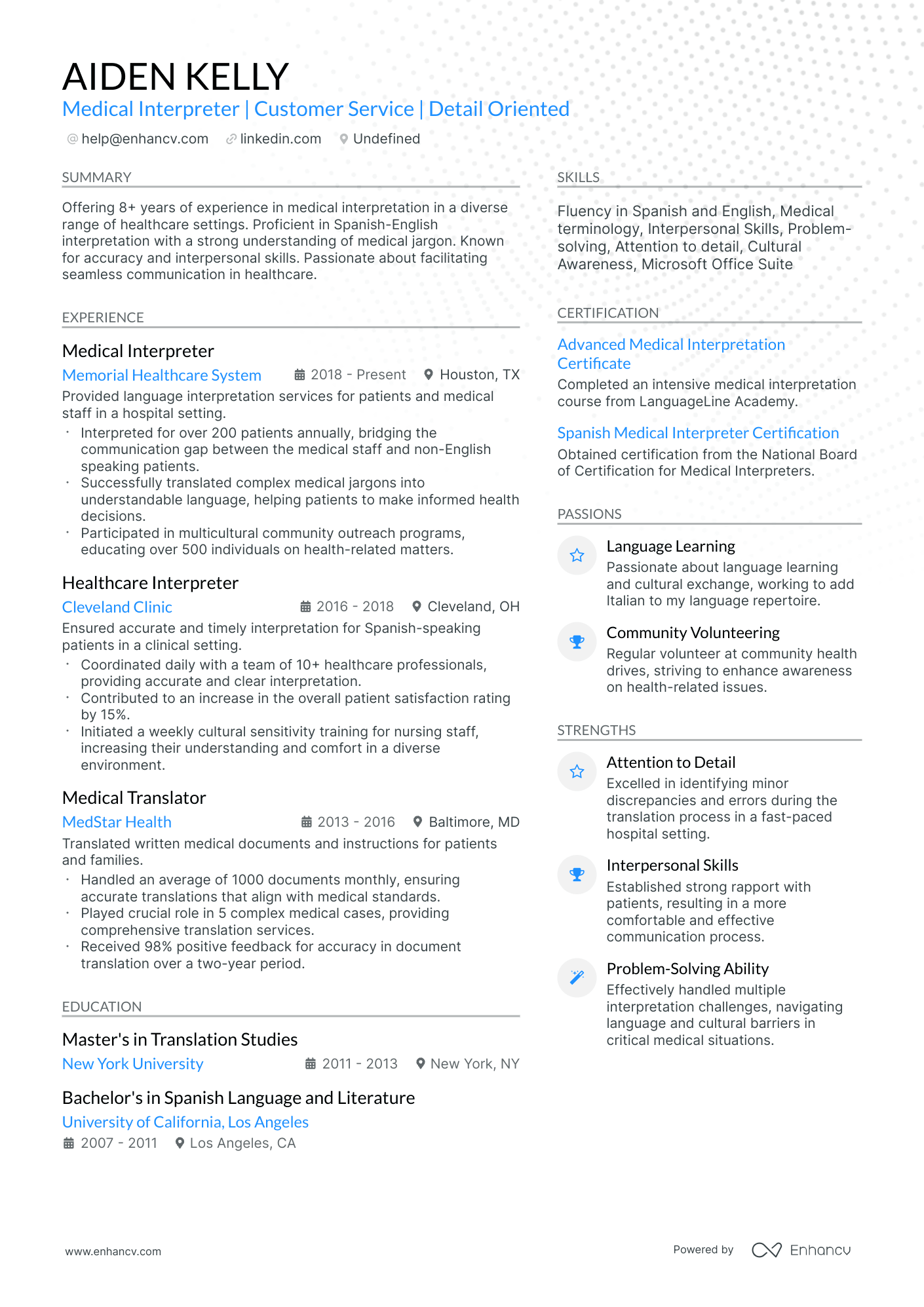 10 Medical Interpreter Resume Examples & Guide for 2026