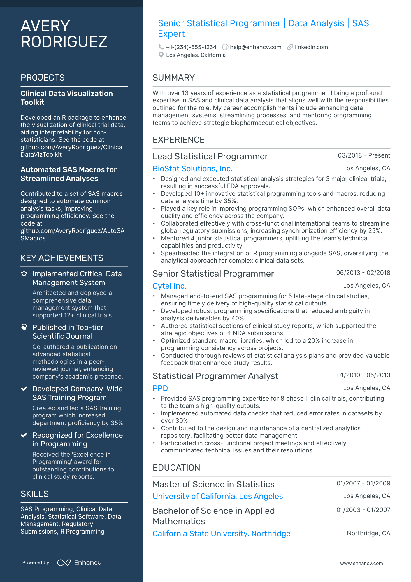 10 Statistical Programmer Resume Examples & Guide for 2025