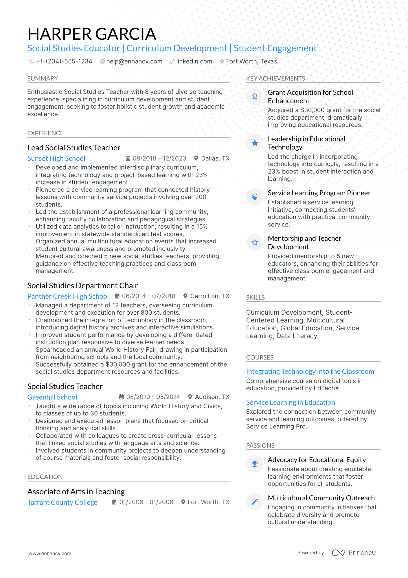 10 Social Studies Teacher Resume Examples & Guide for 2025