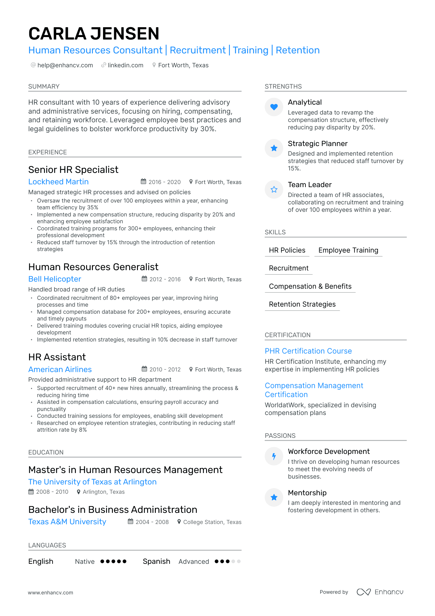 5 Human Resources Consultant Resume Examples & Guide for 2024