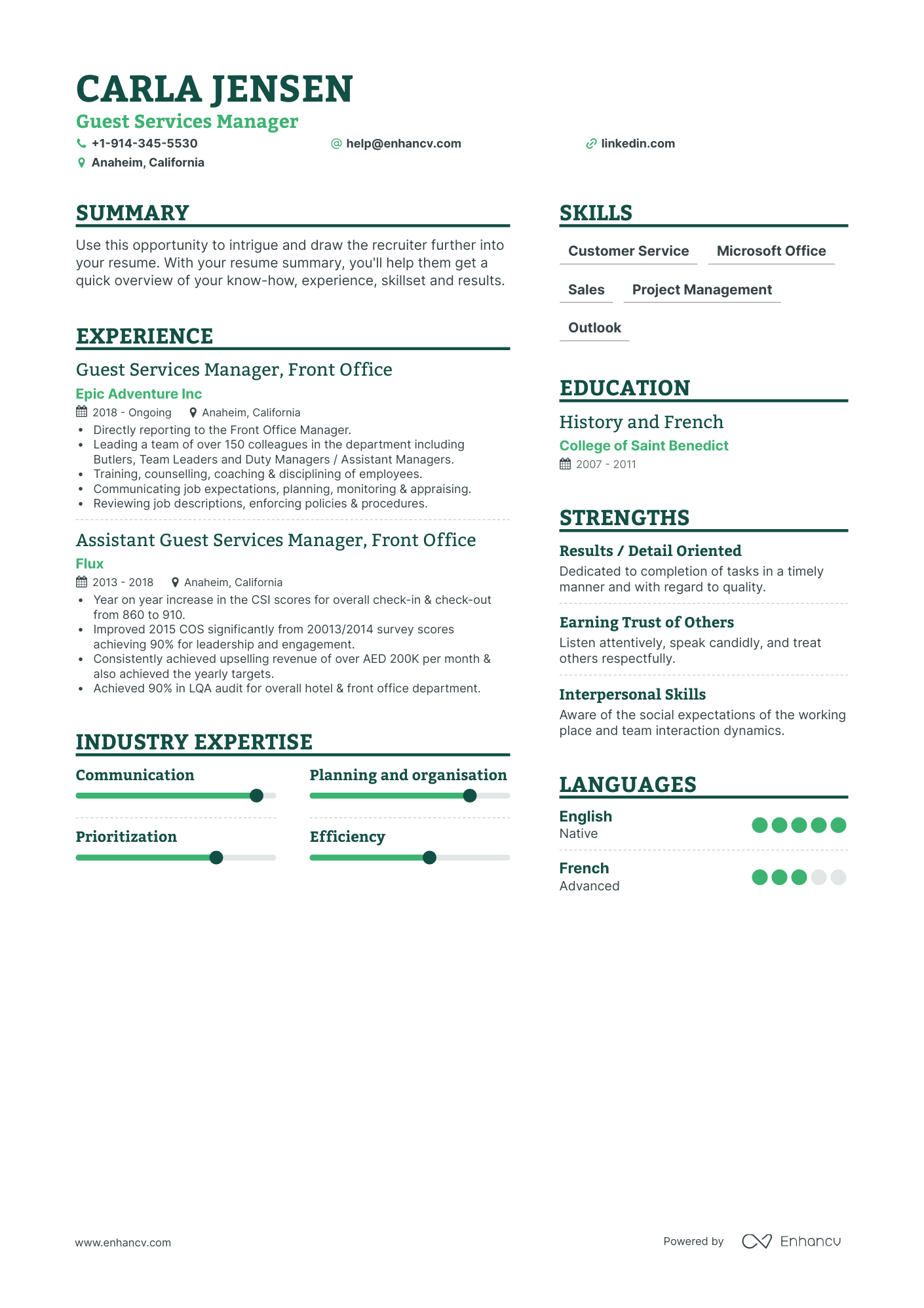 Guest Services Manager Resume Examples & Guide for 2023 (Layout, Skills ...