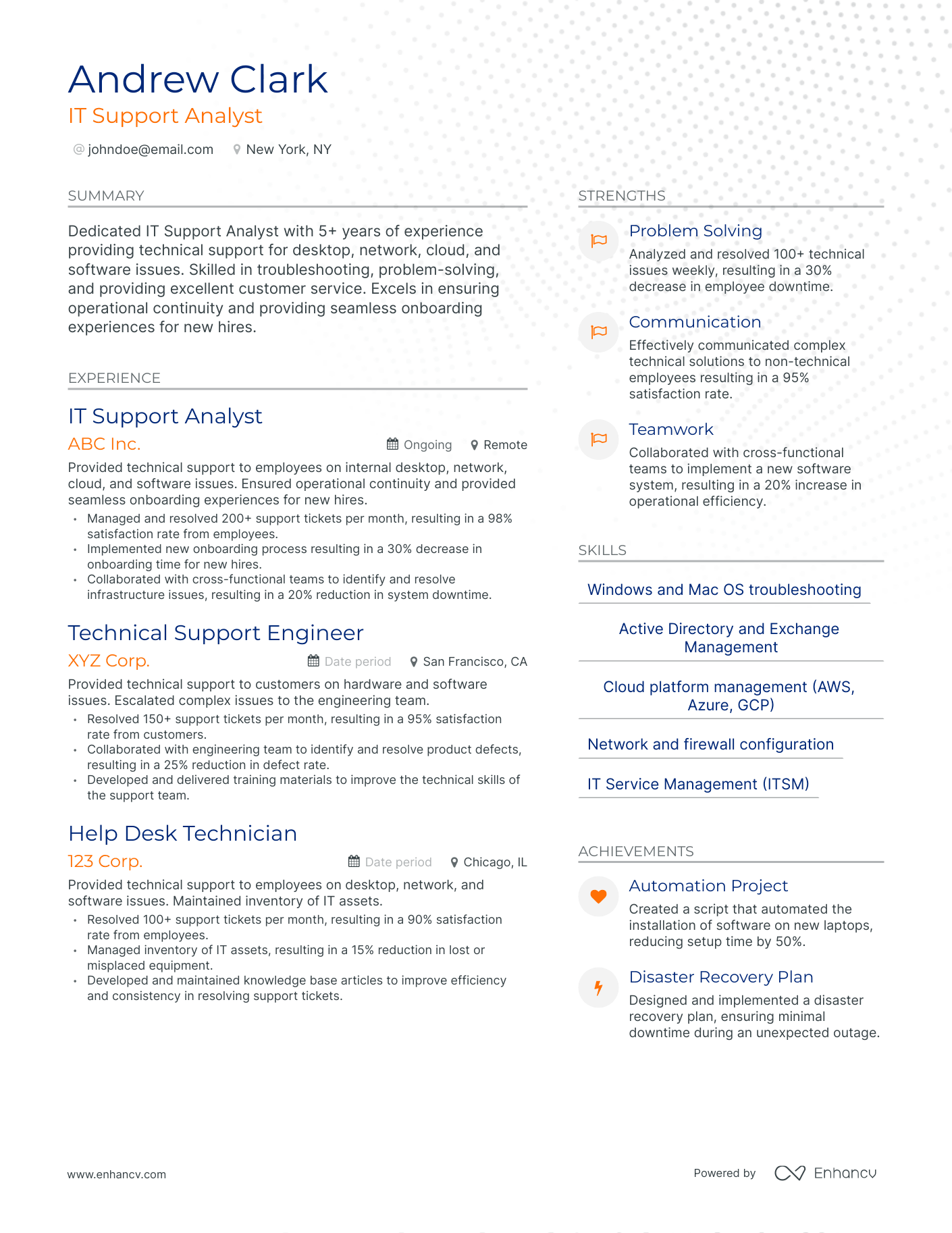 5 IT Support Analyst Resume Examples & Guide for 2024