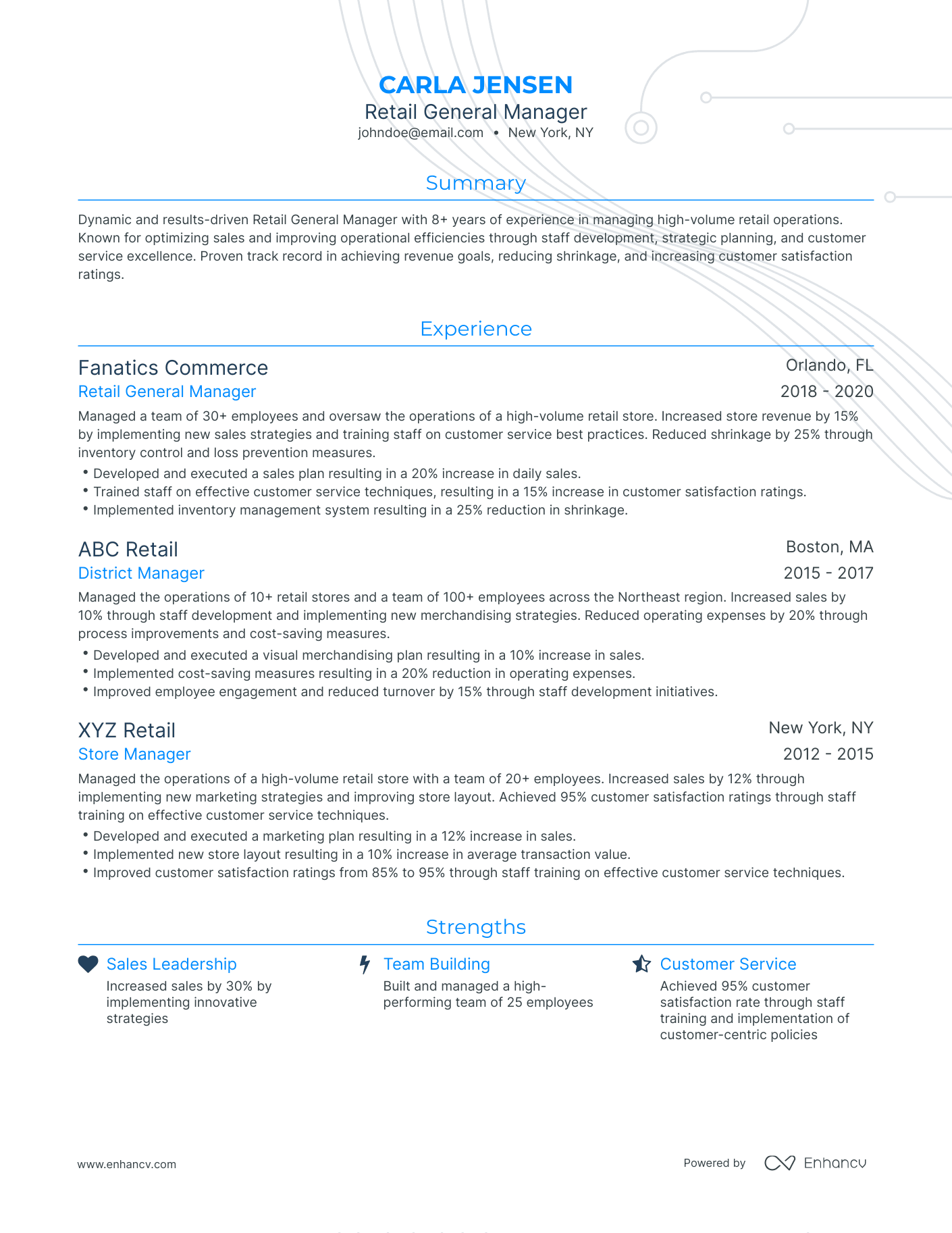 5 Retail General Manager Resume Examples & Guide for 2024