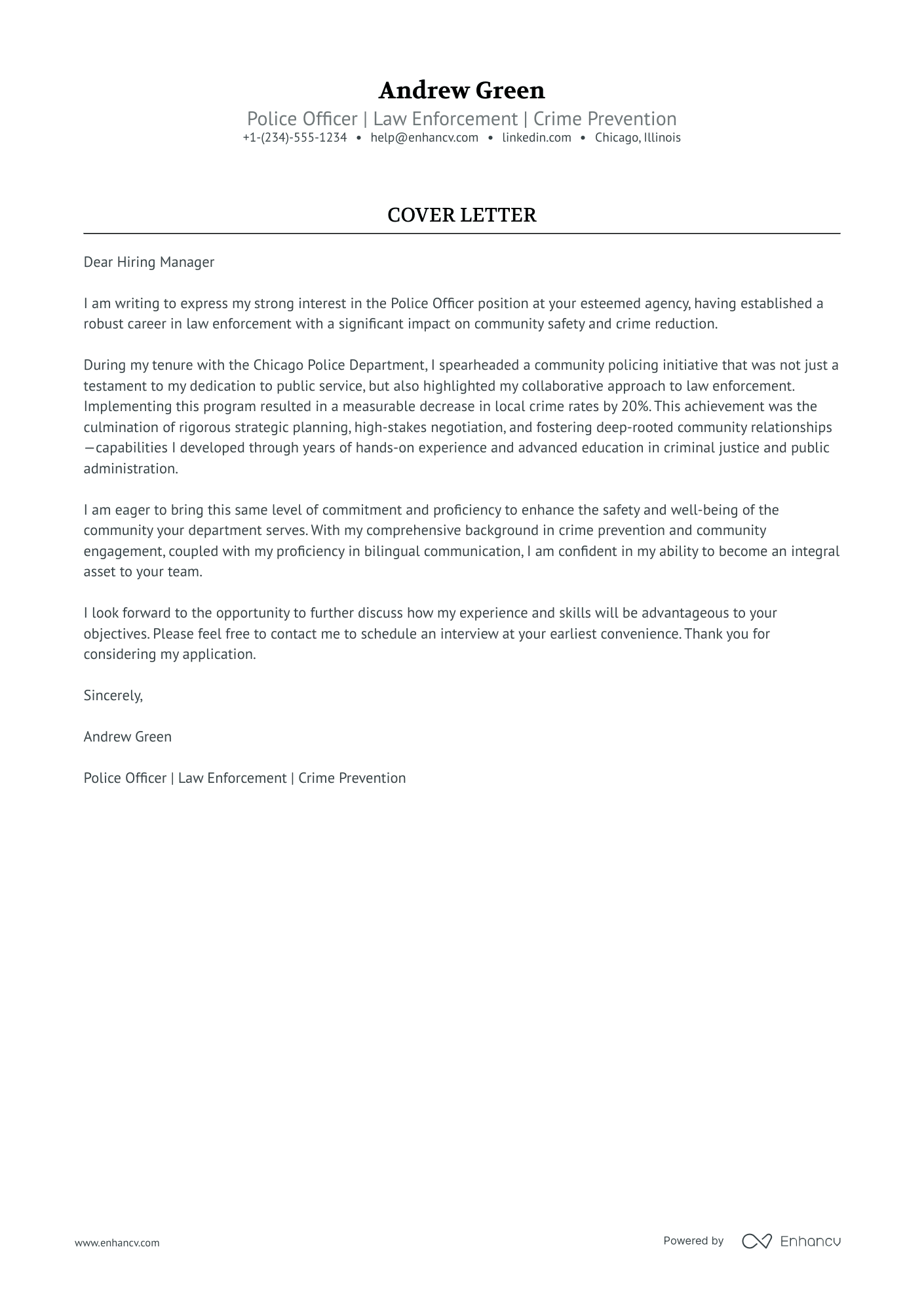 10 Professional Police Officer Cover Letter Examples and Template for ...