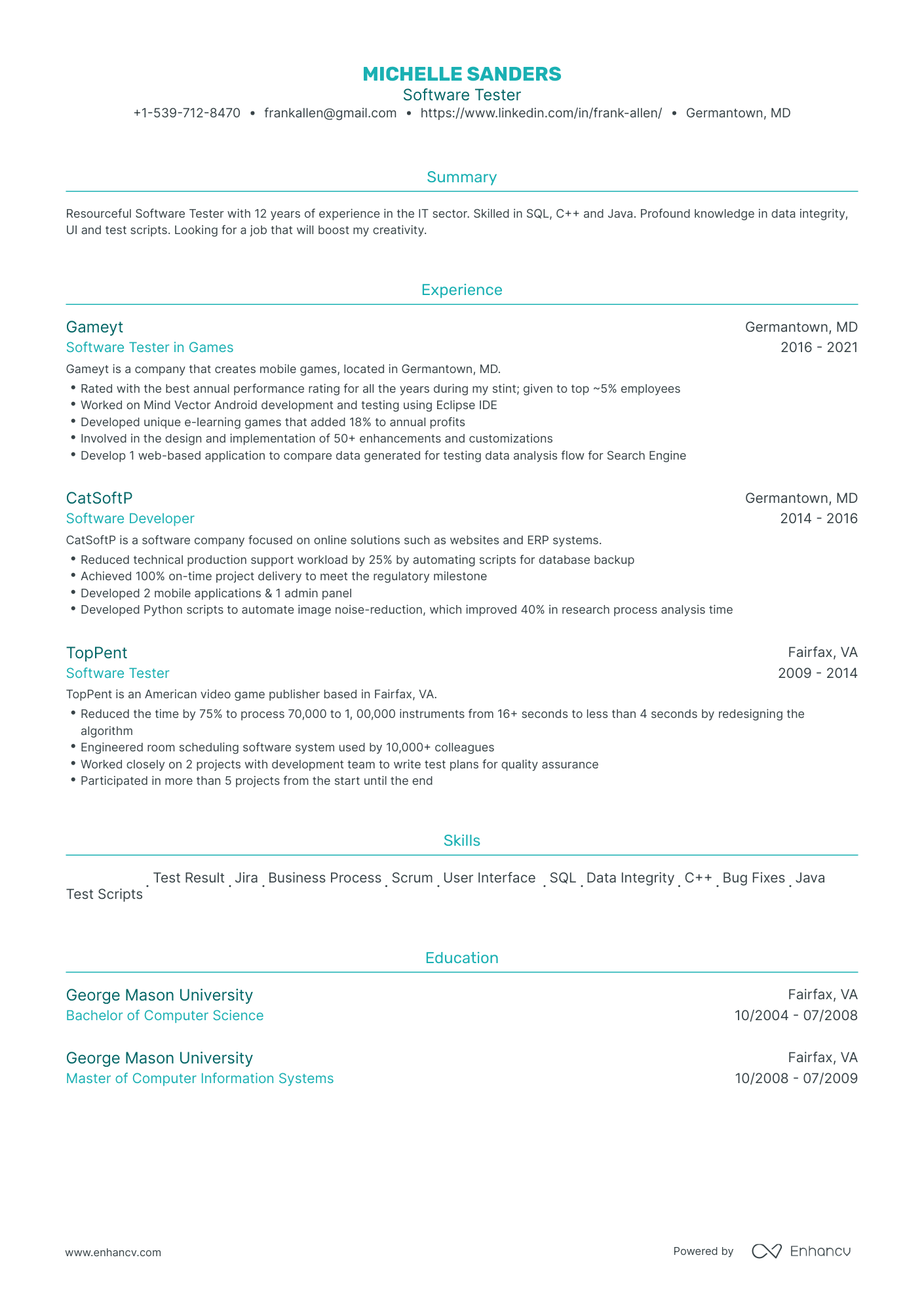 5 Software Tester Resume Examples & Guide for 2024