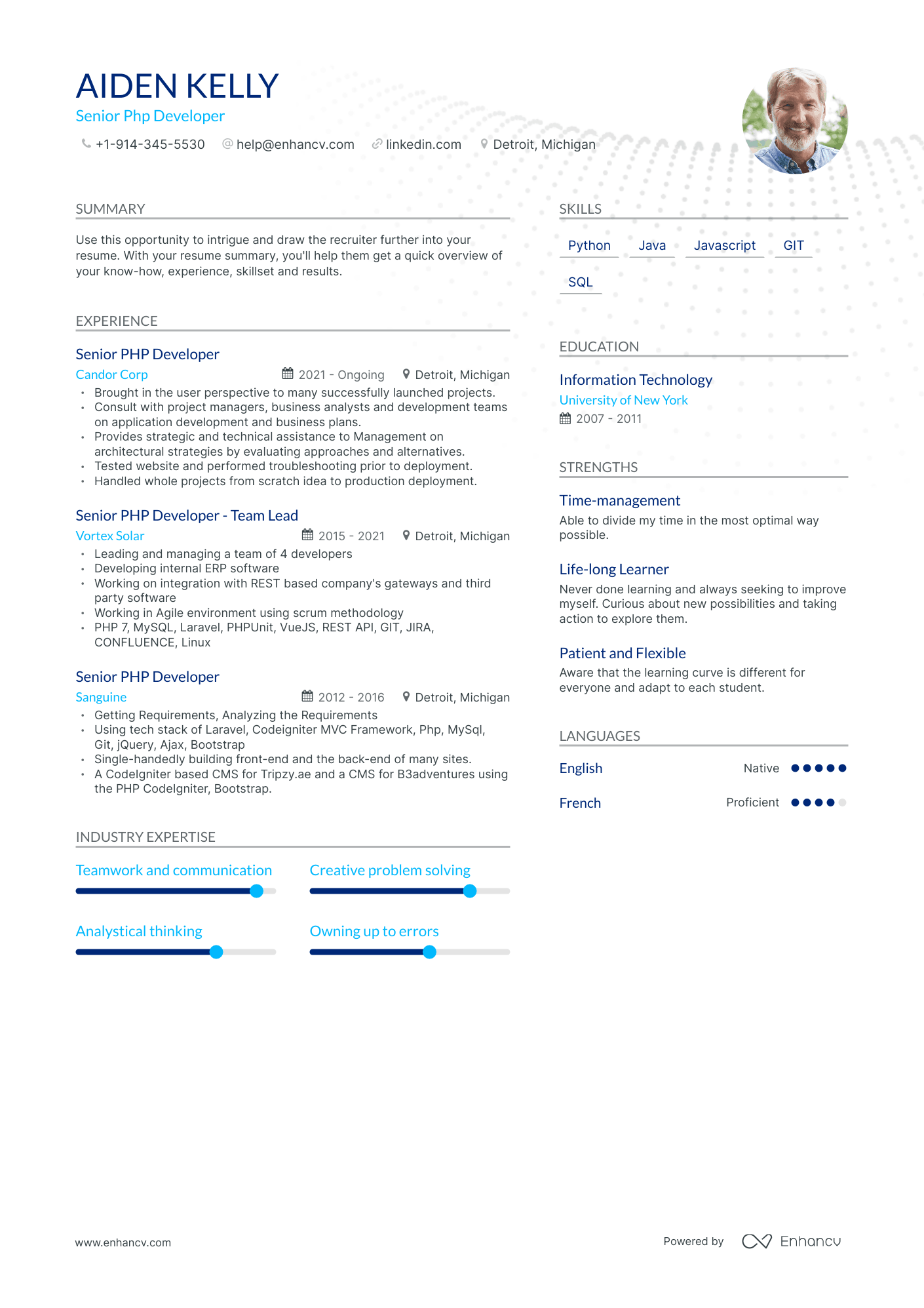 Senior Php Developer Resume Examples & Guide for 2023 (Layout, Skills ...