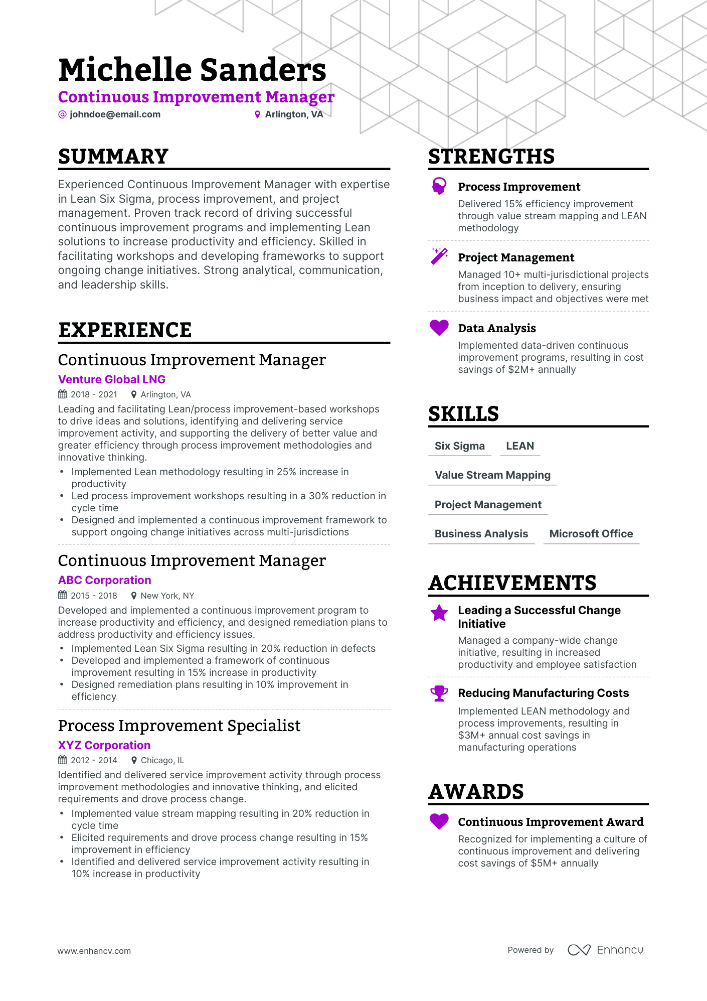 5 Continuous Improvement Manager Resume Examples & Guide for 2023