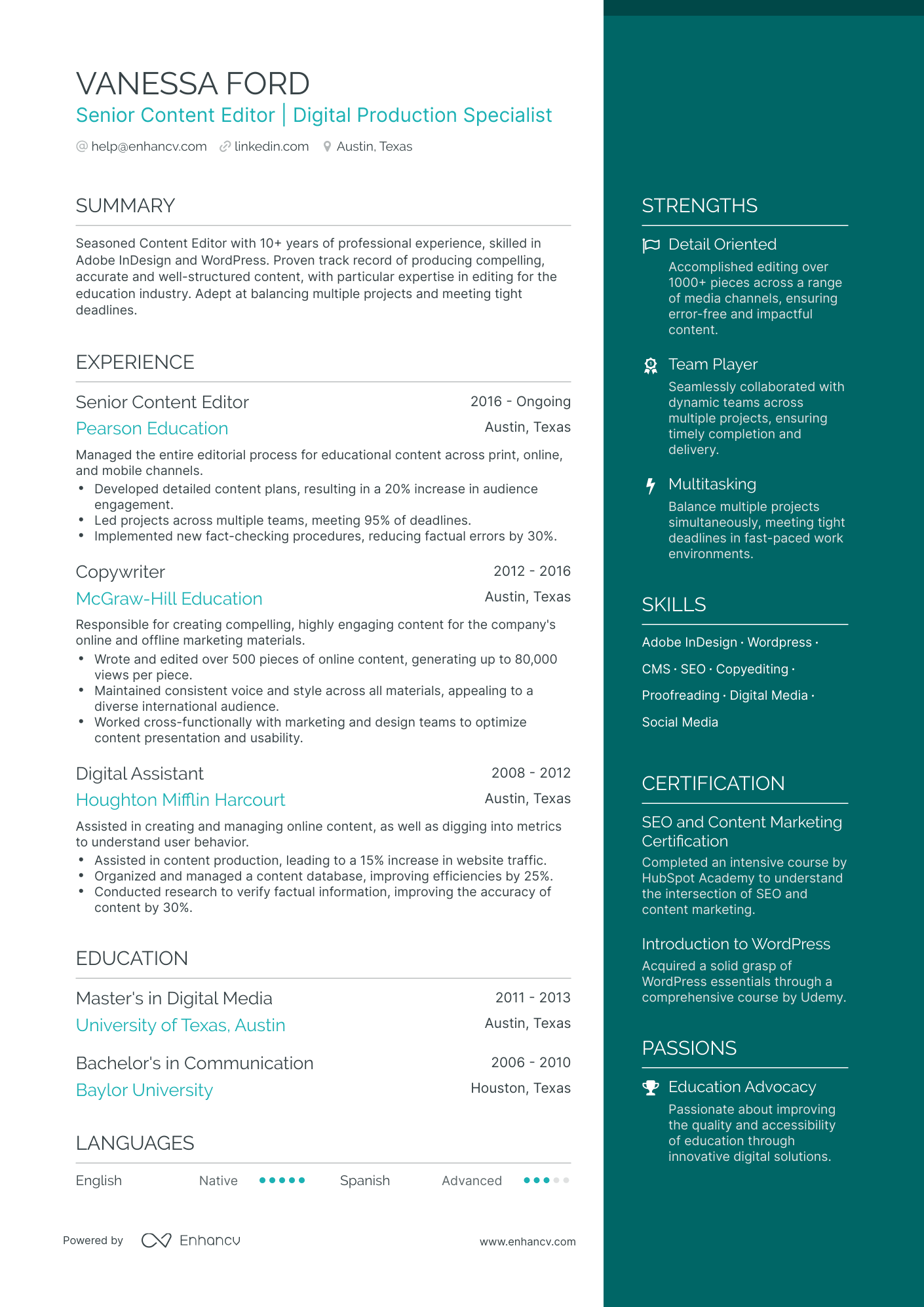 5 Content Editor Resume Examples & Guide for 2024