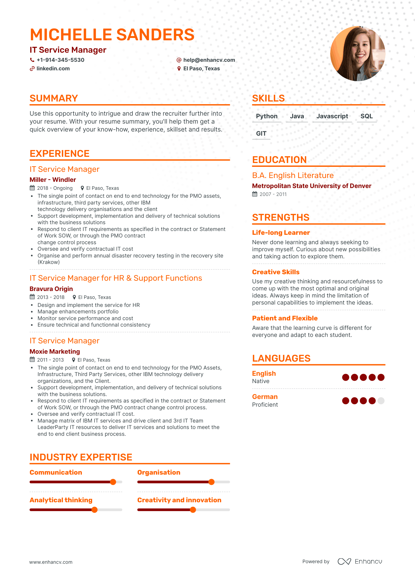5 IT Service Manager Resume Examples & Guide for 2024
