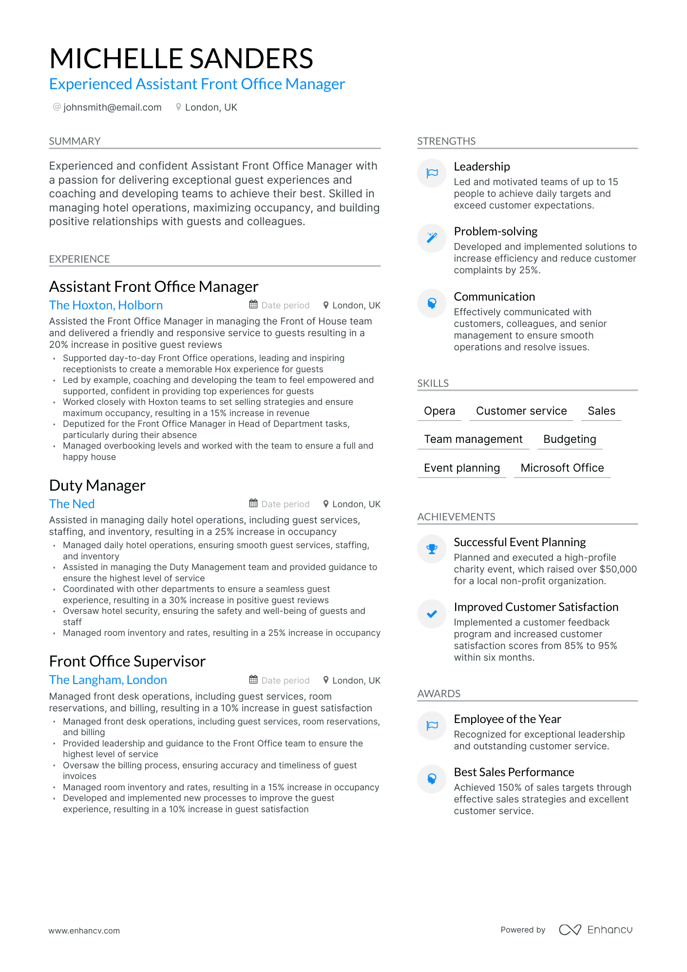 5 Assistant Front Office Manager Resume Examples & Guide for 2023