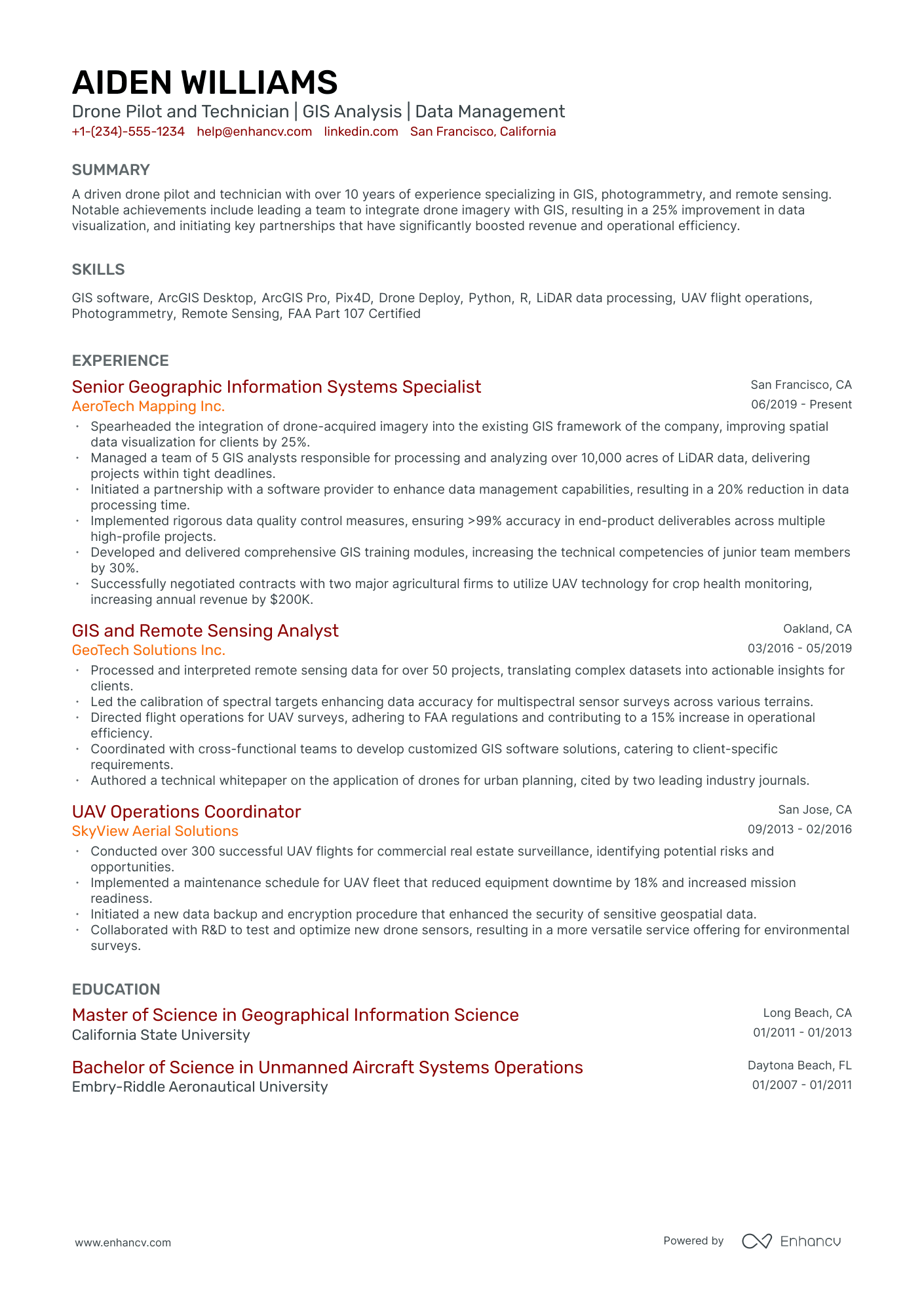 5 Drone Pilot Resume Examples & Guide for 2024