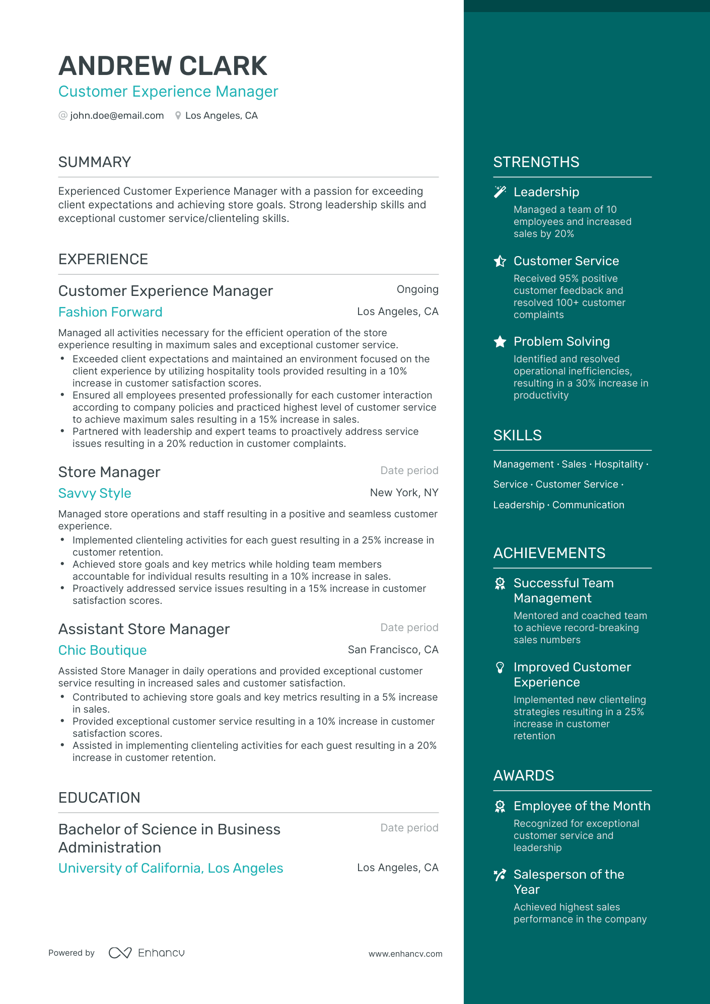 5 Customer Experience Manager Resume Examples & Guide for 2024