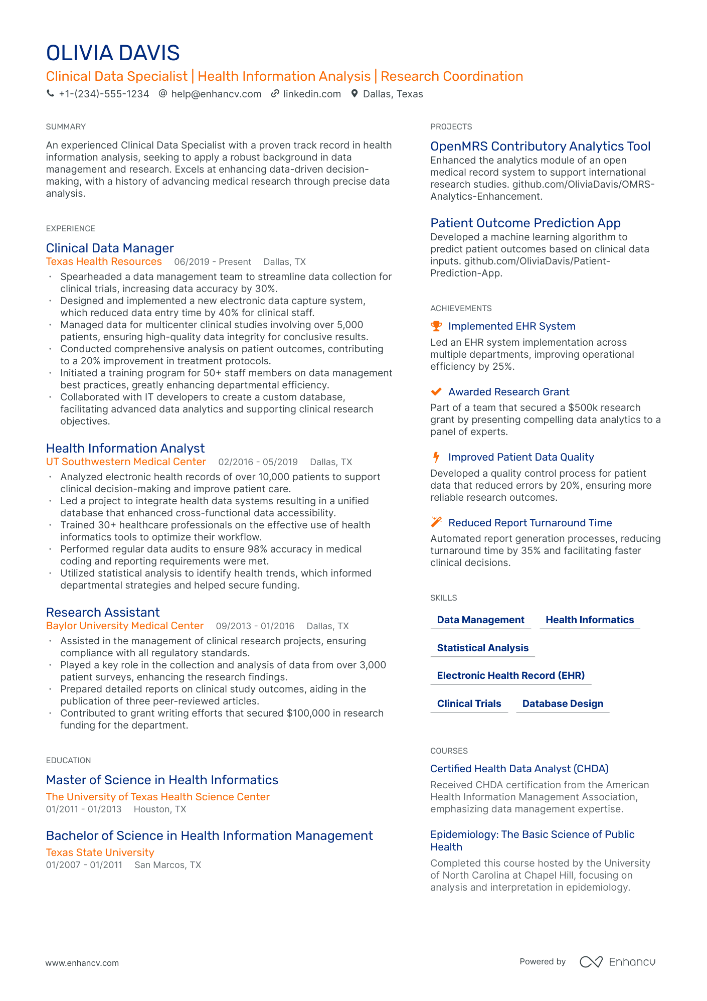 5 Clinical Data Analyst Resume Examples & Guide for 2024