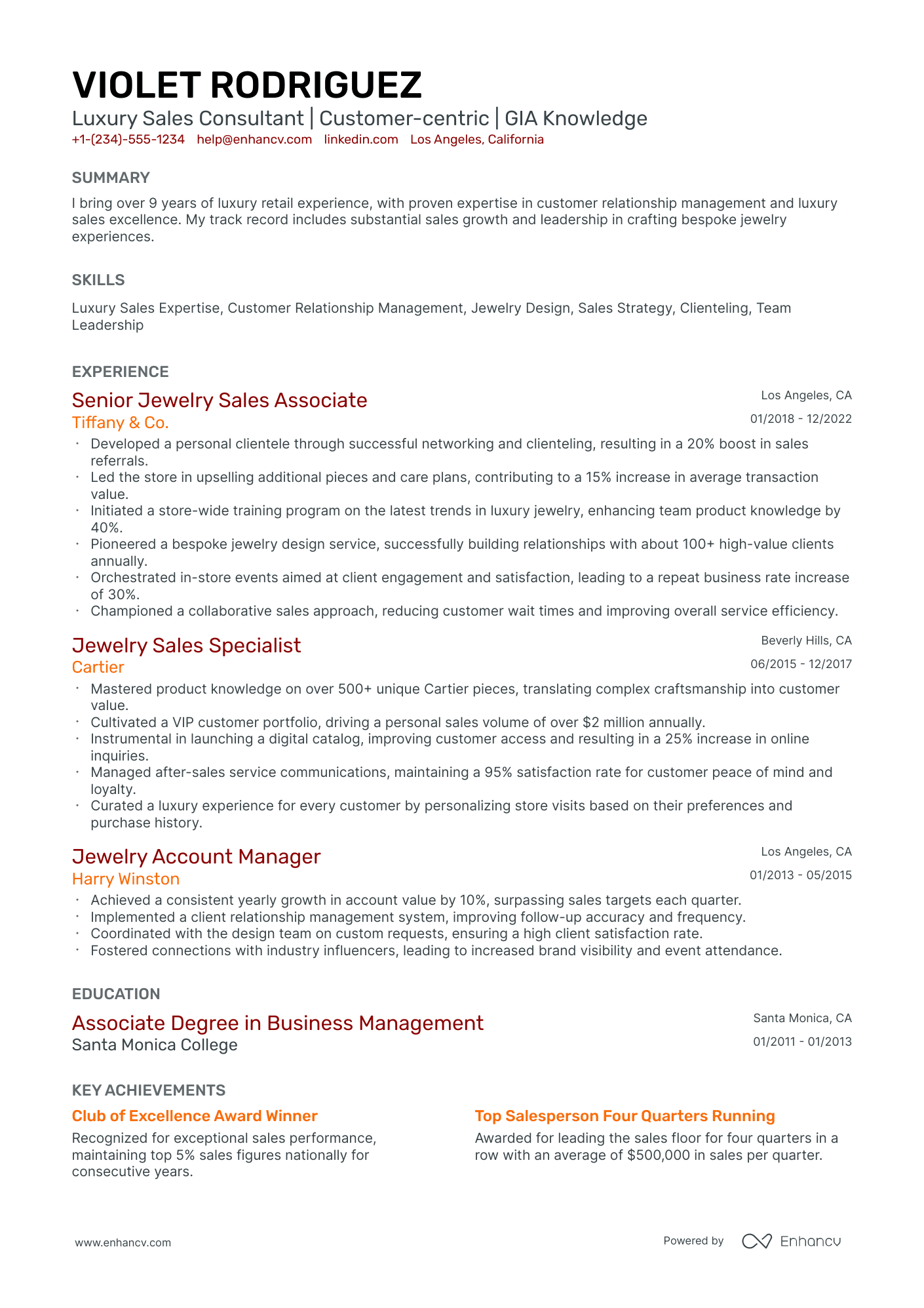 10 Jewelry Sales Resume Examples & Guide for 2026