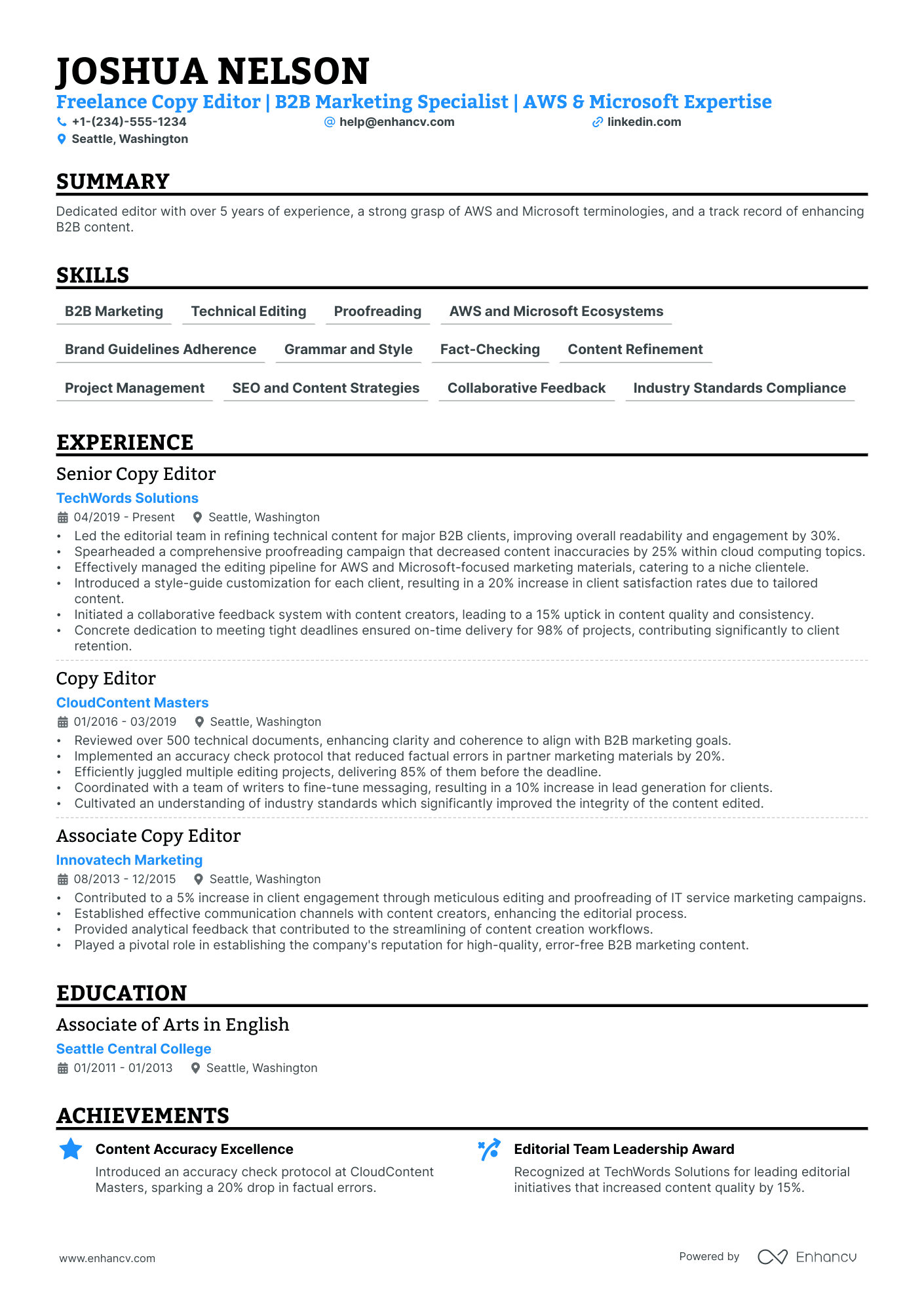 5 Freelance Copy Editor Resume Examples & Guide for 2024
