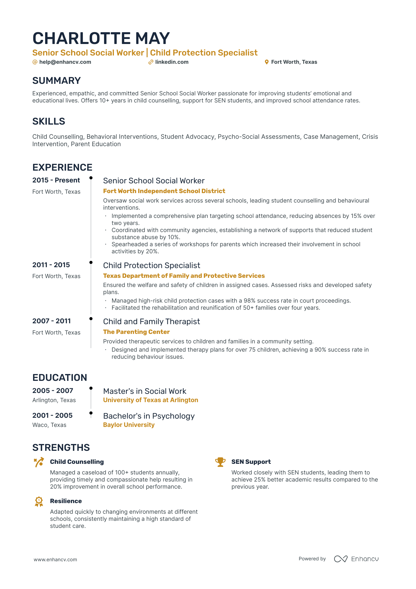 10 School Social Worker Resume Examples & Guide for 2025