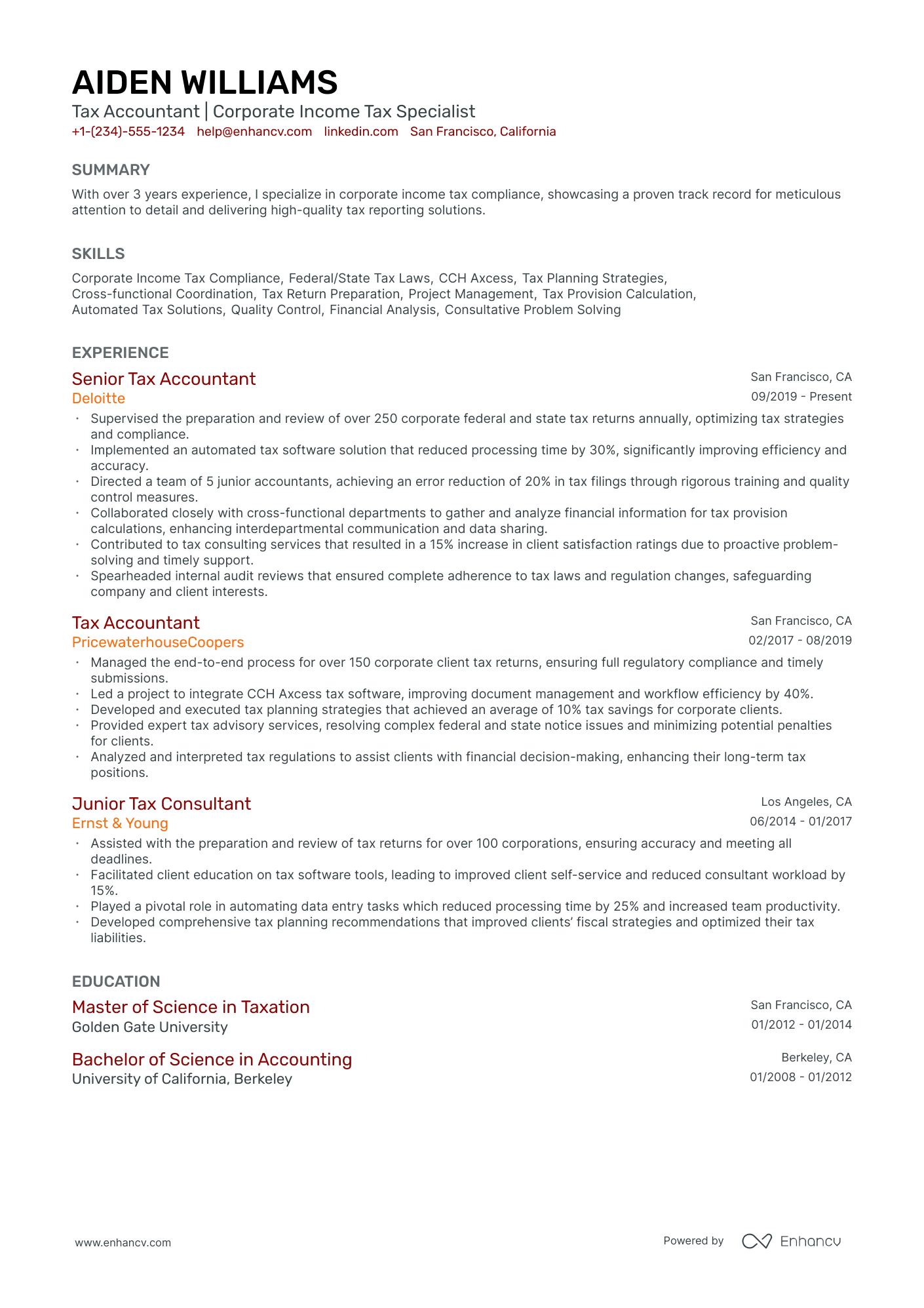5 Tax Accountant Resume Examples & Guide for 2024